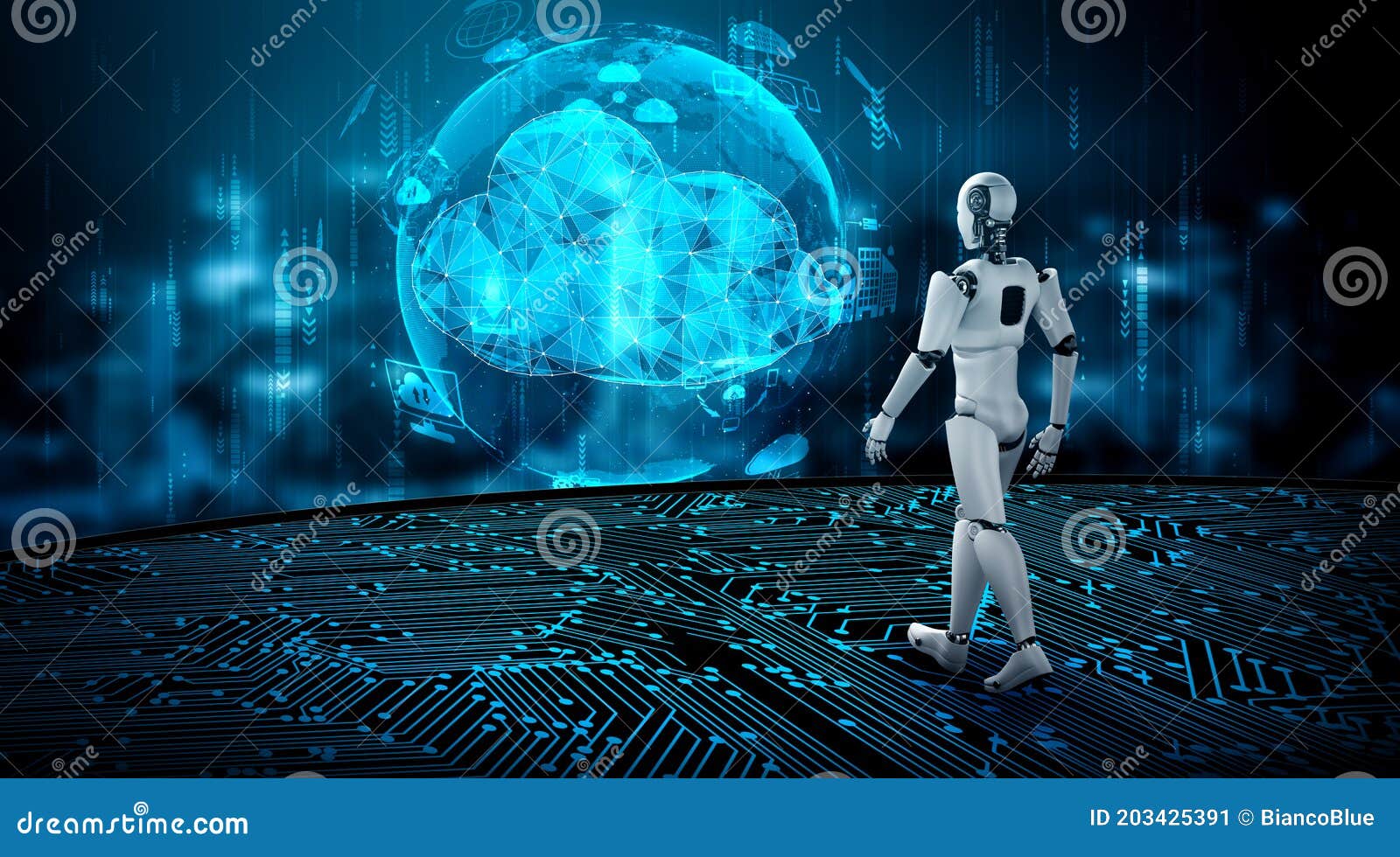 AI Robot Using Cloud Computing Technology To Store Data on Online ...