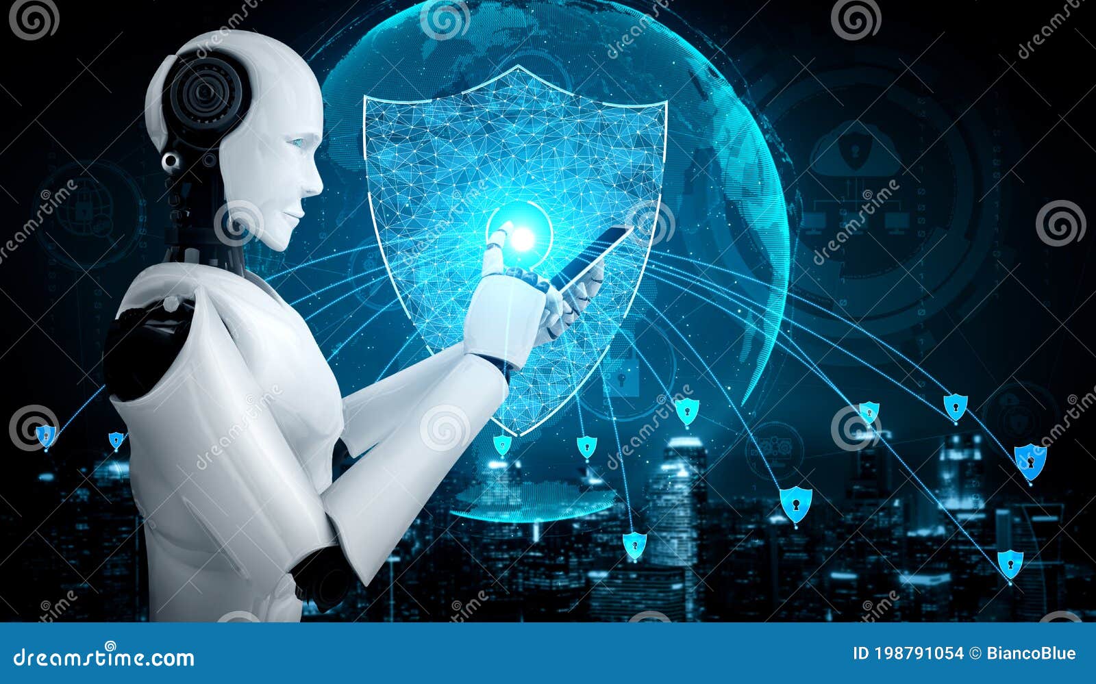 AI Robot Using Cyber Security To Protect Information Privacy Stock ...