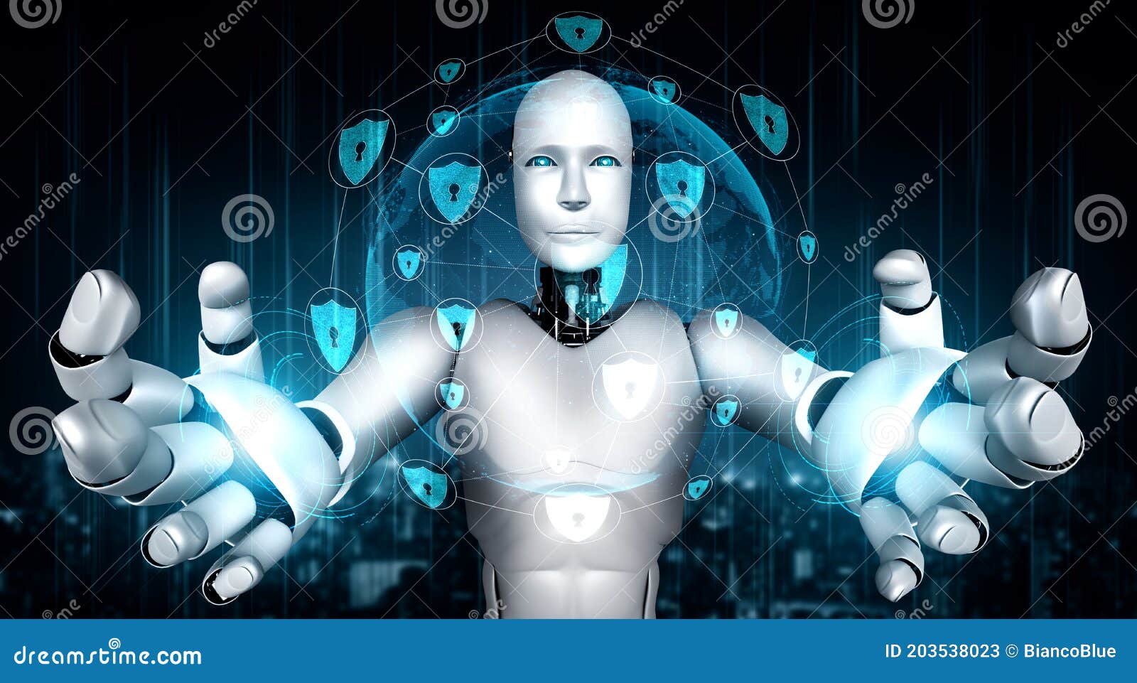 AI Robot Using Cyber Security To Protect Information Privacy Stock ...