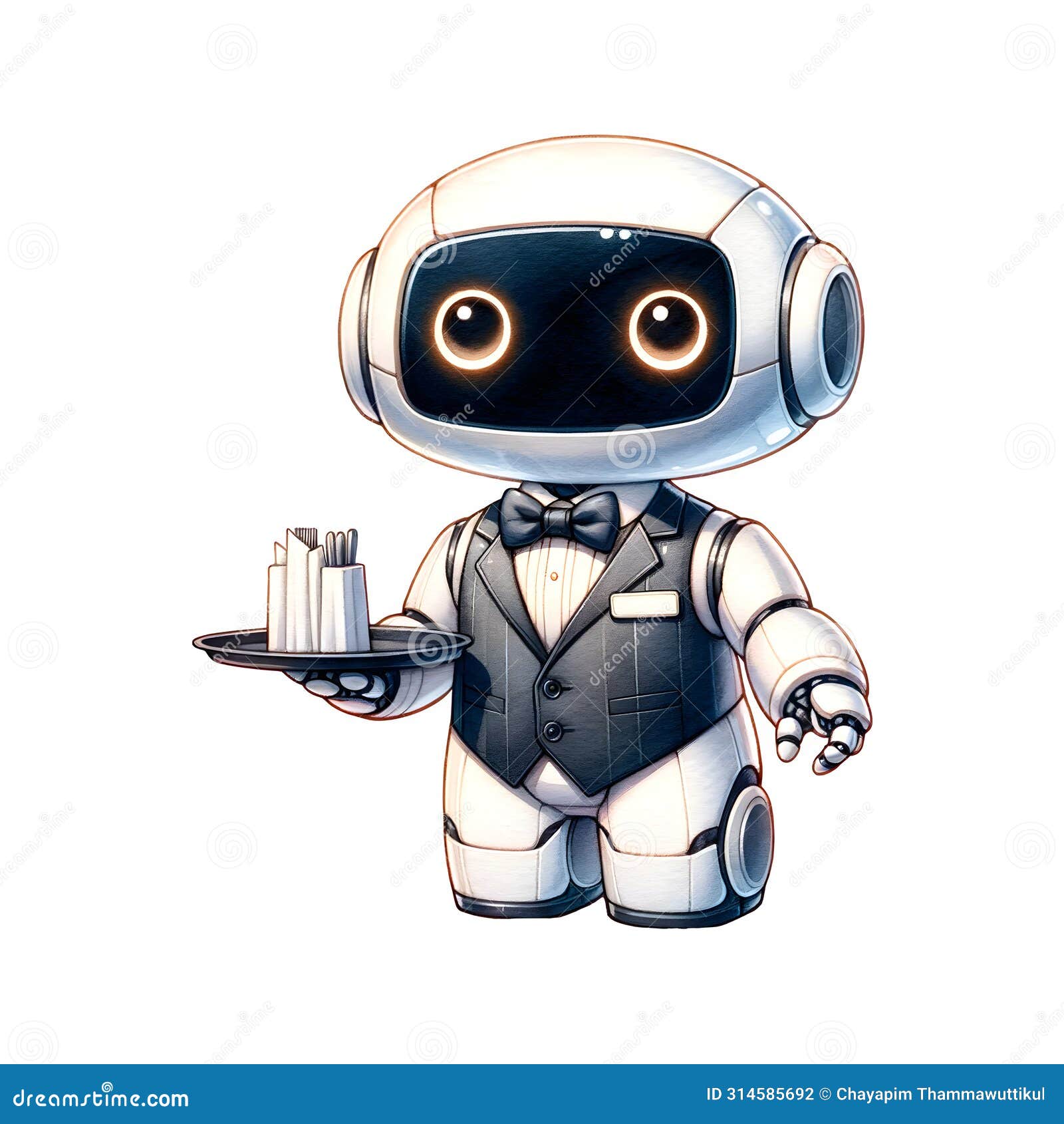 AI0119 Robot Waiter stock illustration. Illustration of restaurant ...