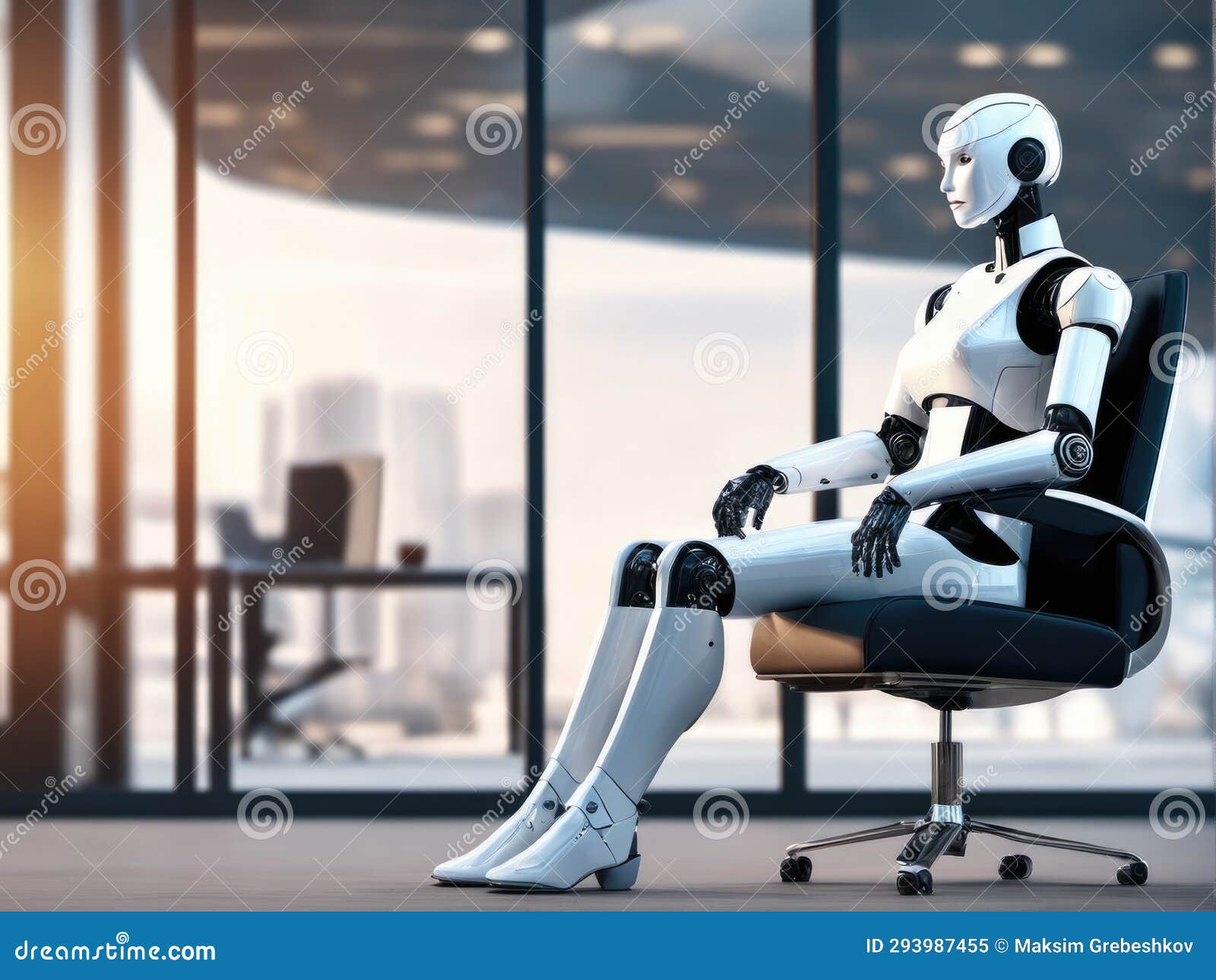 A Robot Waiting In A Modern Office For A Job Interview. Ai Artificial ...