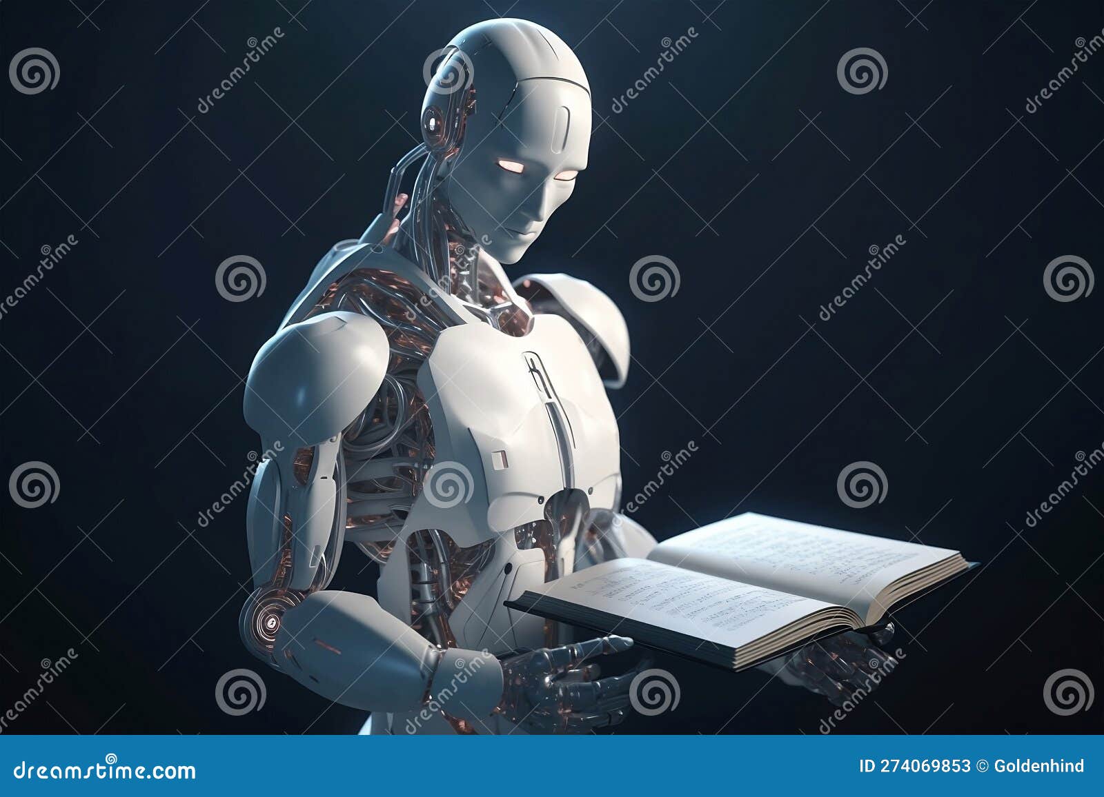 AI Robot Who Knows Everything Holding a Book and Ready To Help ...