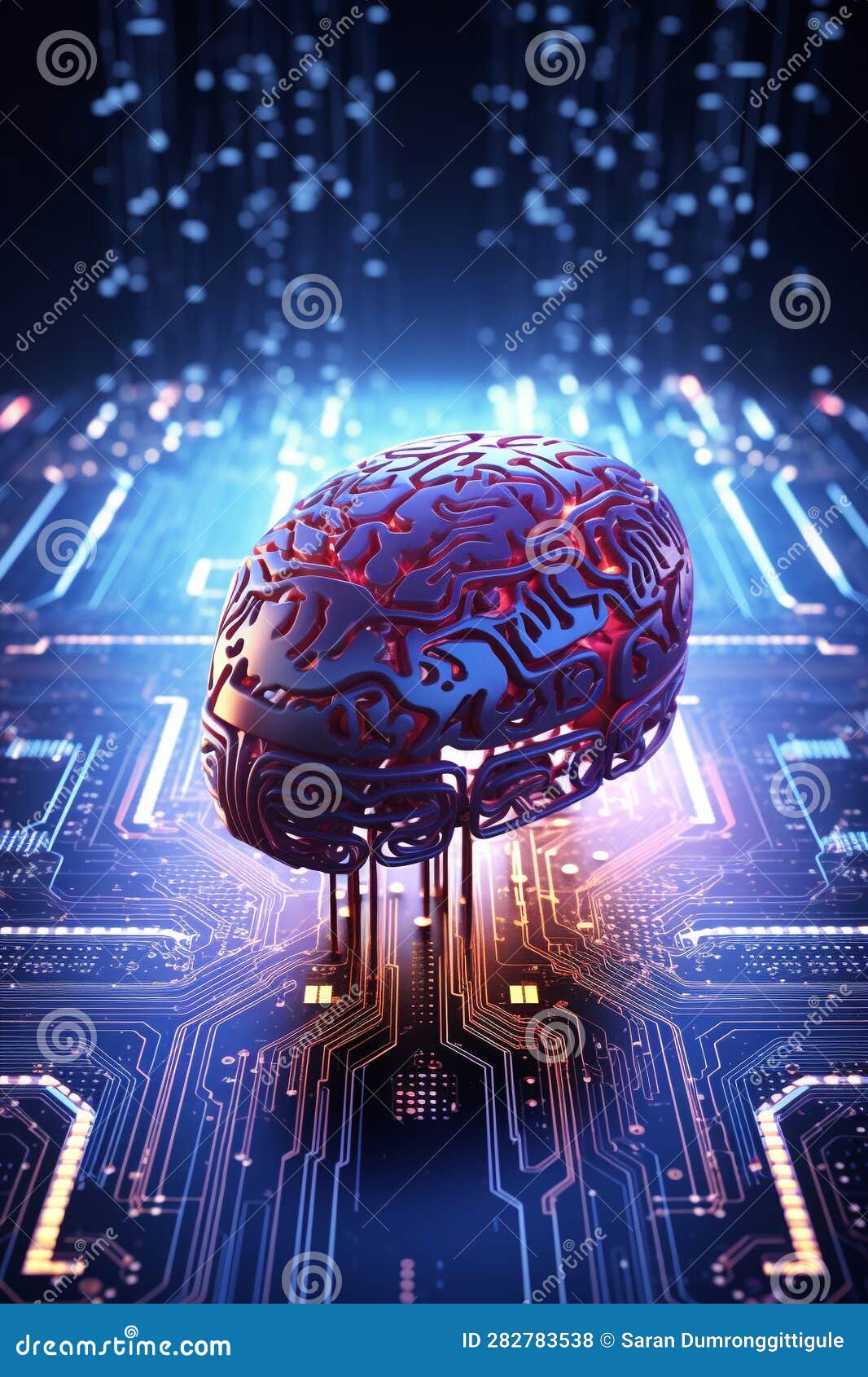 AI Robotic Brain with Glowing Digital Circuits - a Picture Highlighting ...