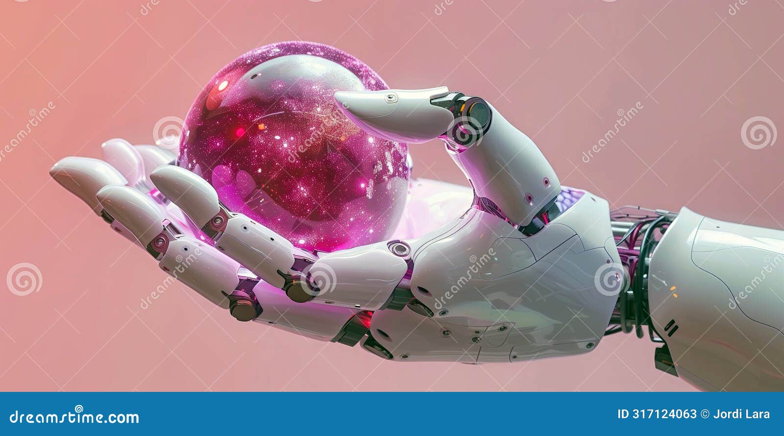 Ai Robotic White Hand Holding an Energy Ball Stock Illustration ...