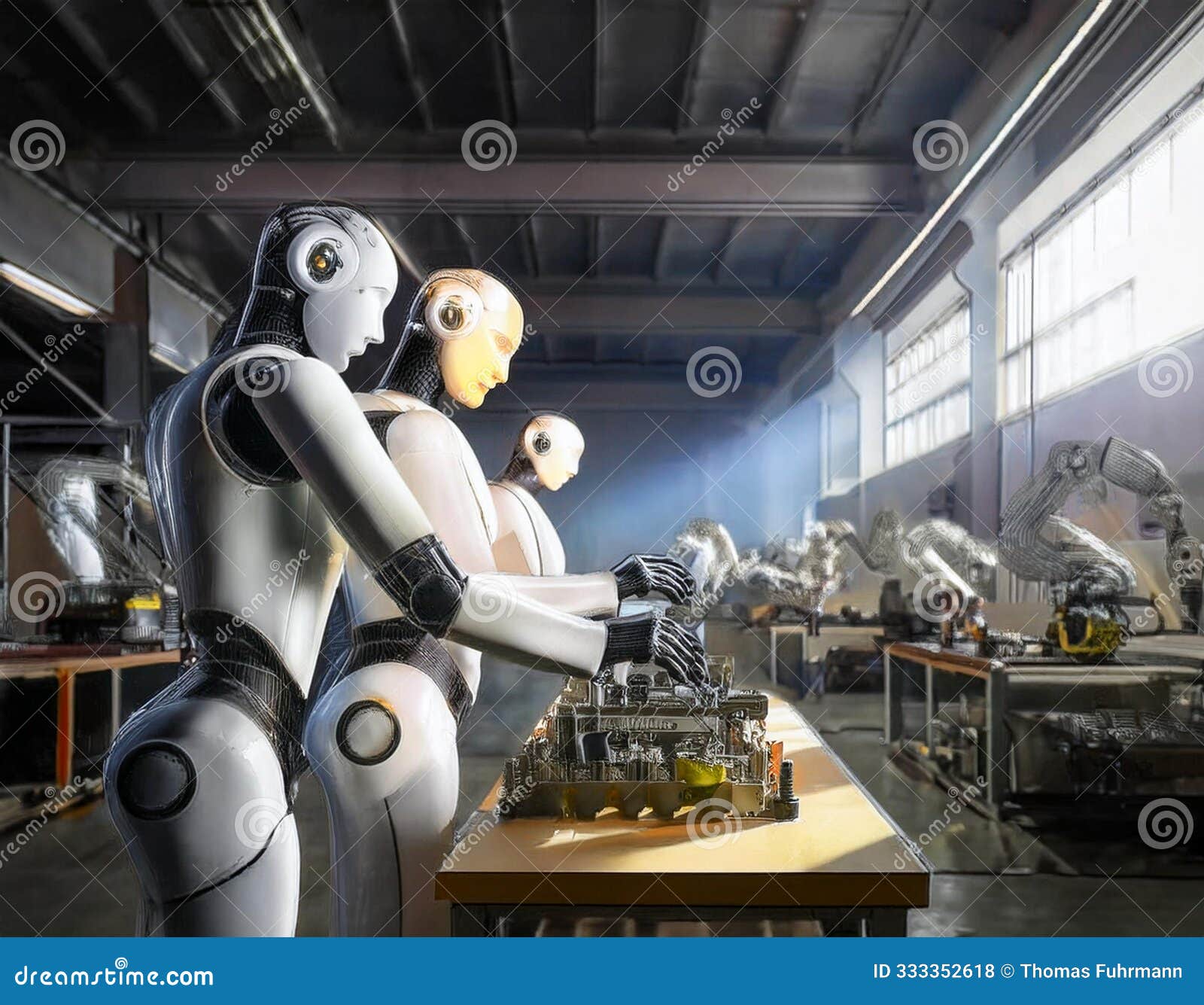 AI Robots And Androids Work With Many Tools In Manufacturing And ...