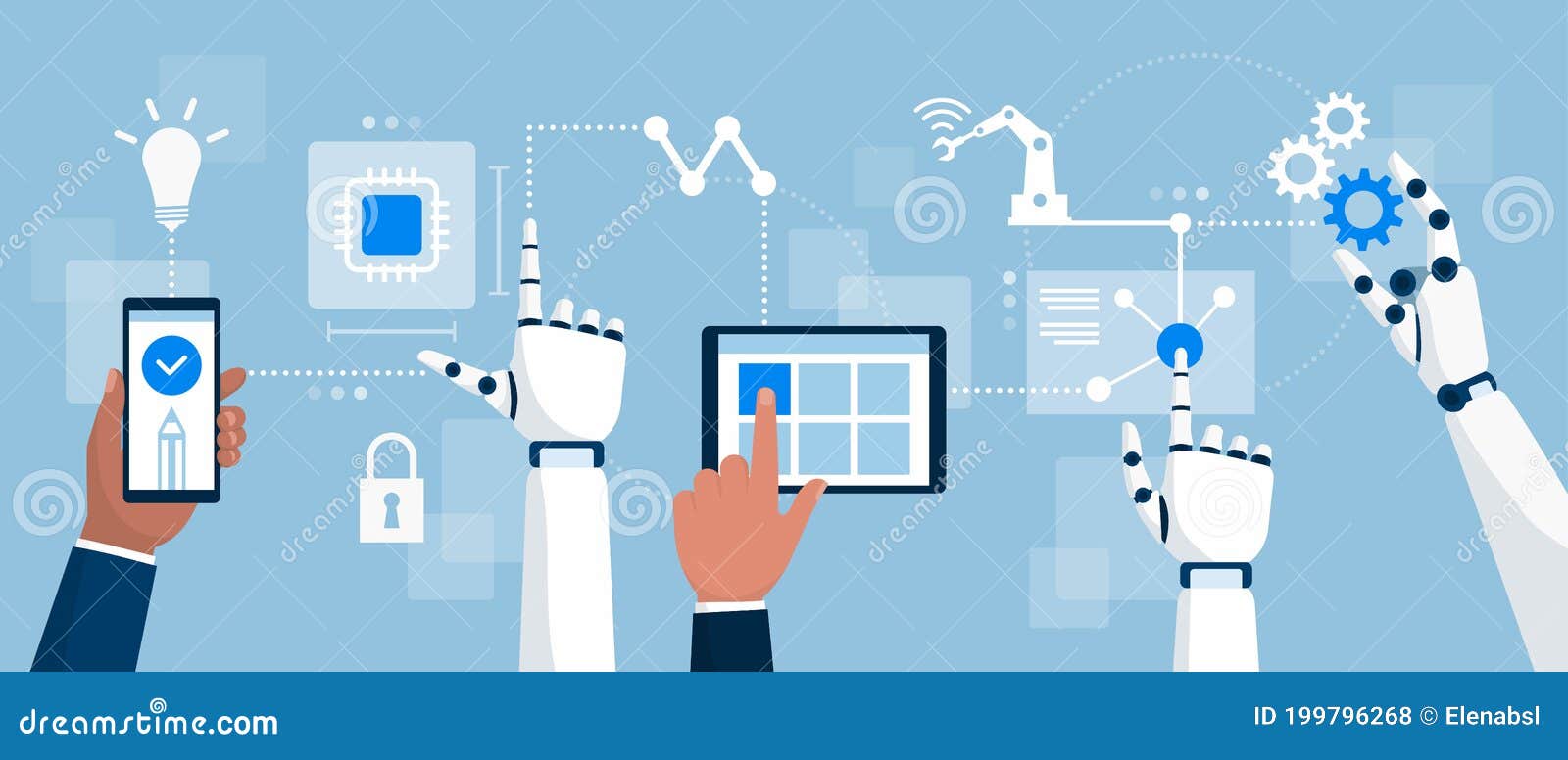 AI Robots, Hmi And Smart Industry Vector Illustration | CartoonDealer ...