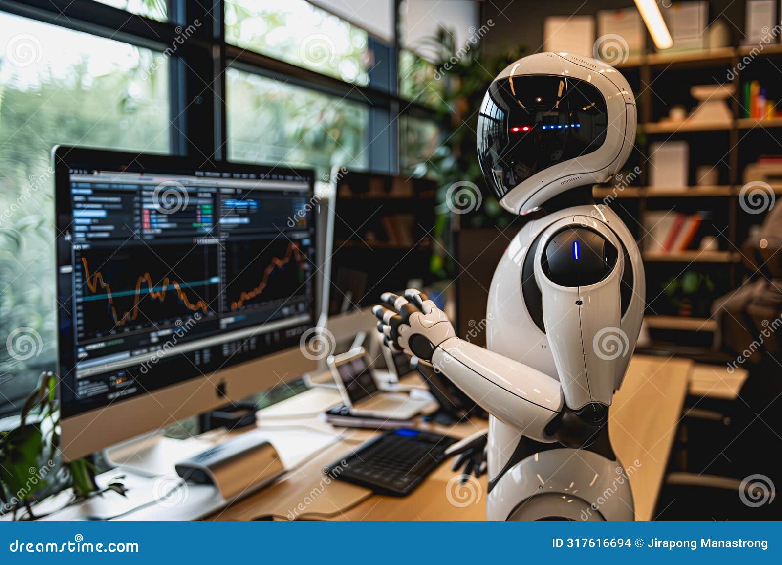 Ai Robots With Screens Displaying Real Time Data Analysis And Learning