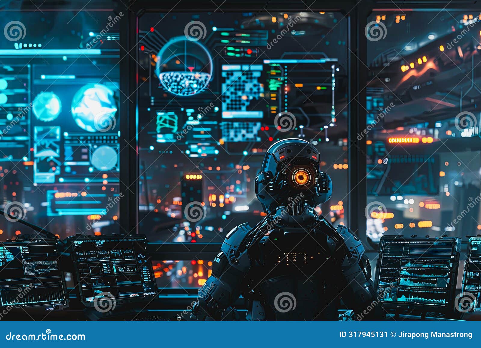 AI Robots with Screens Displaying Real Time Data Analysis and Learning ...