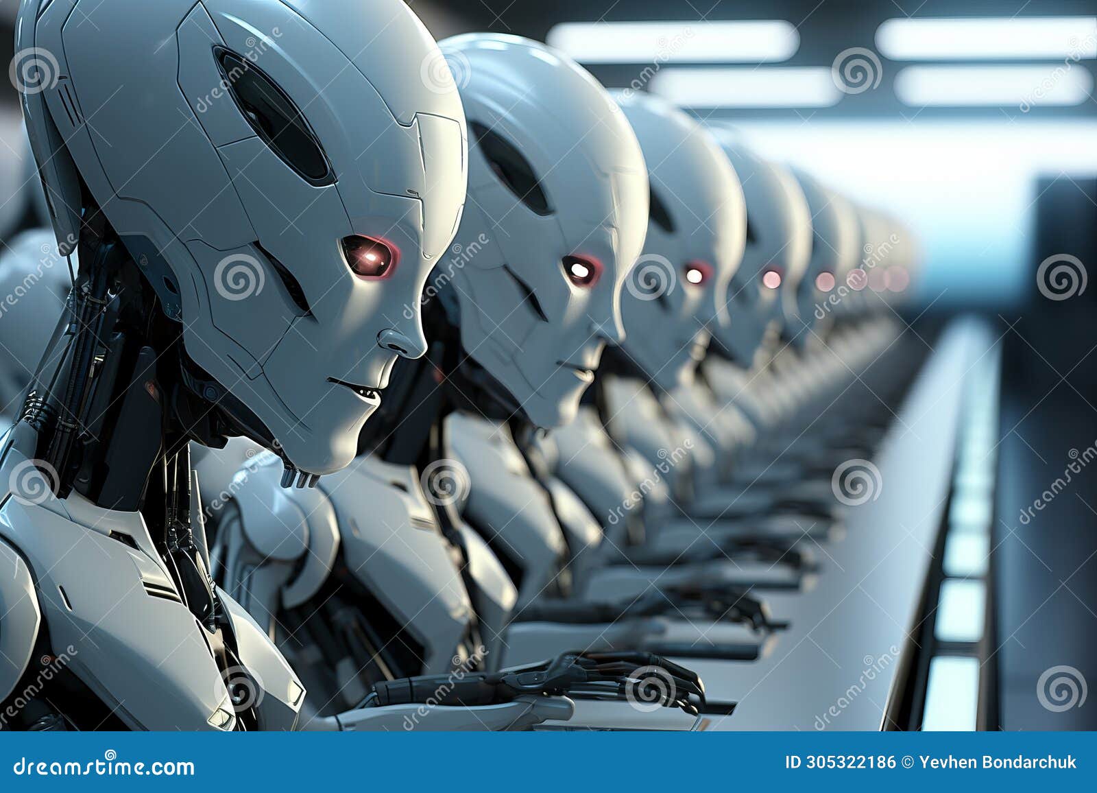 AI Robots Working at Office Desk. Concept Impact of Artificial ...