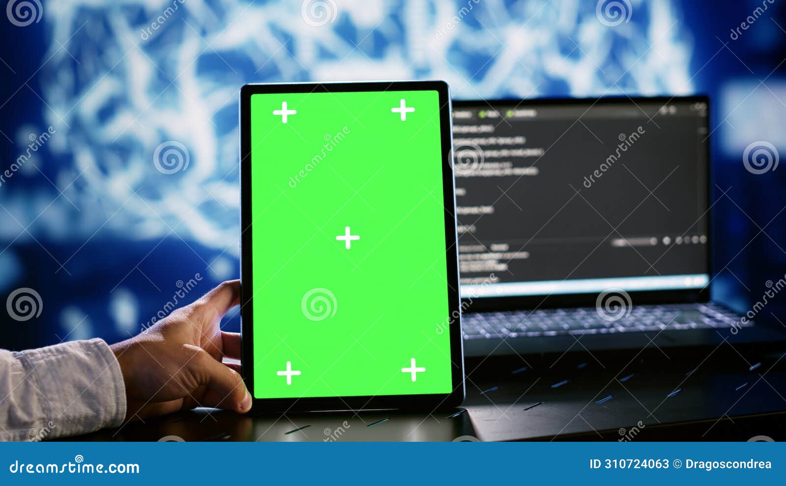 AI Script Coding on Chroma Key Tablet Stock Image - Image of computing ...