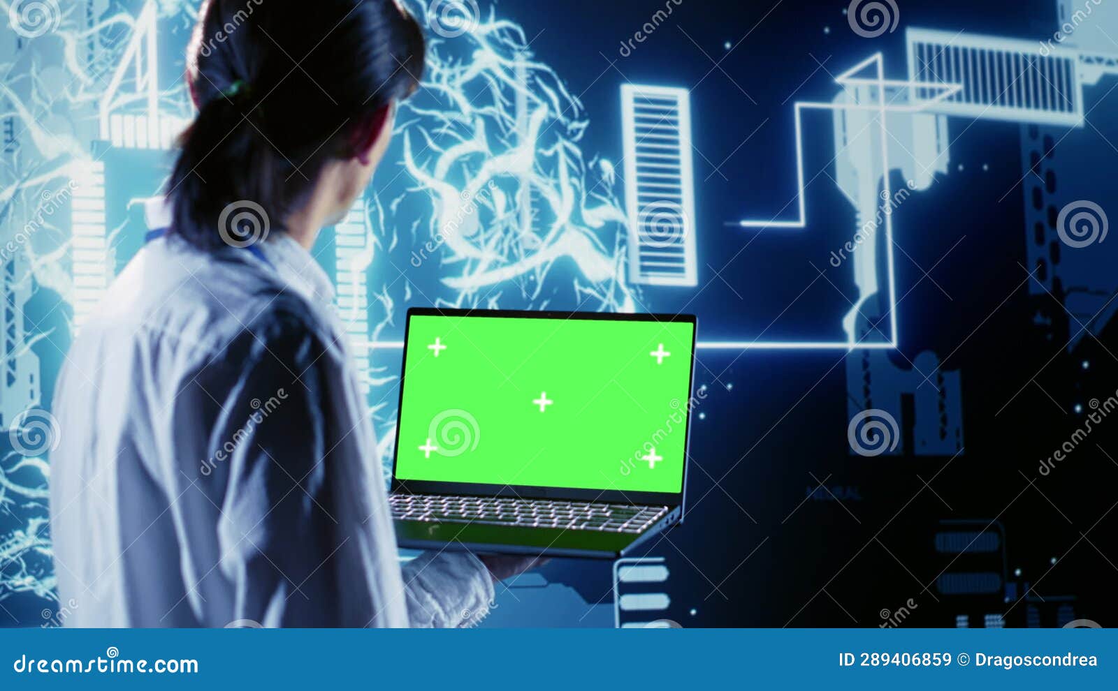 AI Script Coding on Green Screen Laptop Stock Video - Video of command ...