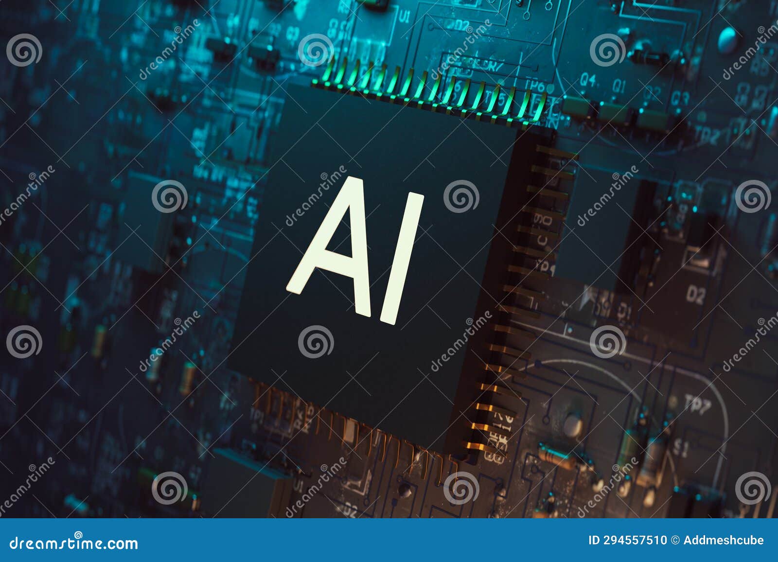 AI Semiconductor Chip Background Applied To AI Technology, 3D Rendering ...