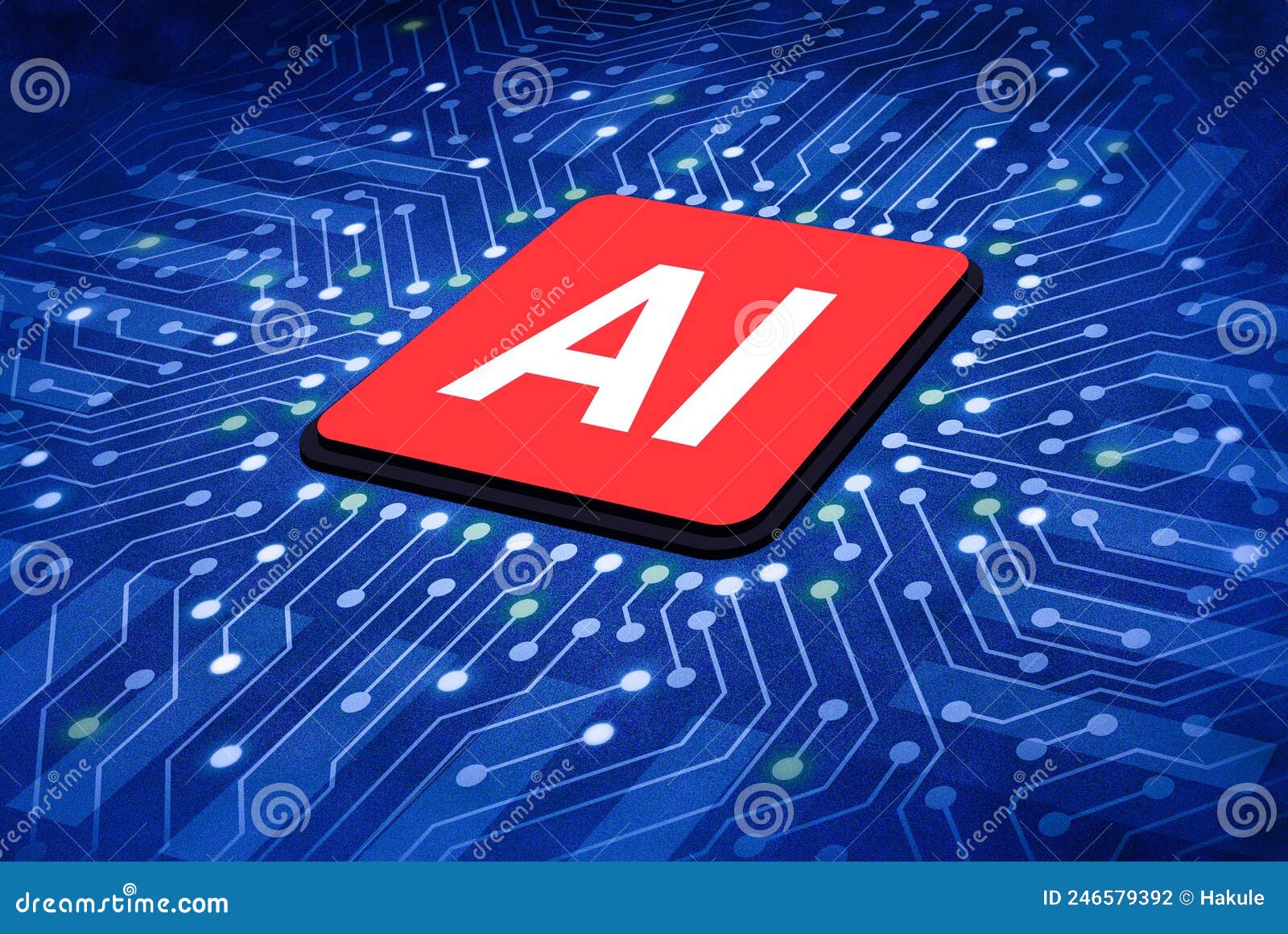 AI Sign in the Center of Circuit Board, Artificial Intelligence of ...