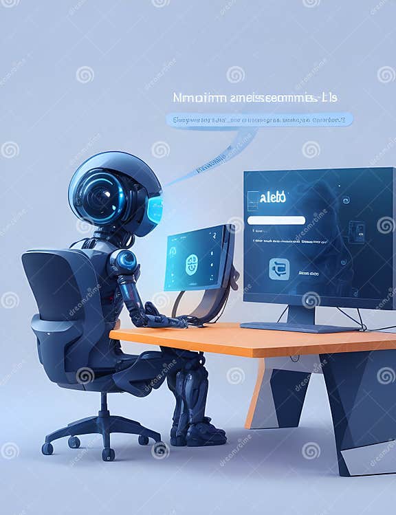 AI Smart Chatbot Robot Working and Chatting in Computer with the Future ...