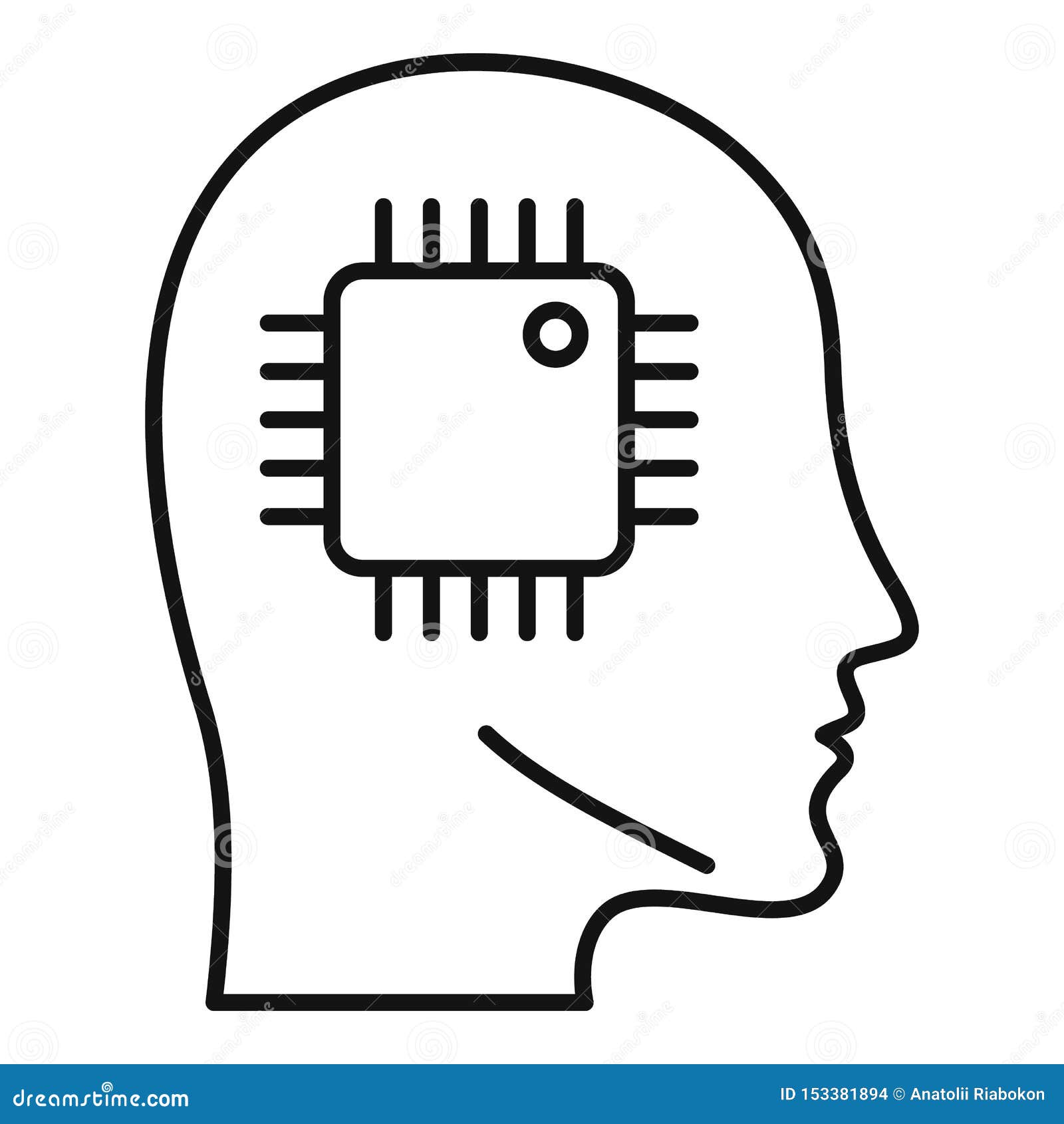Ai Smart Processor Head Icon, Outline Style Stock Vector - Illustration ...