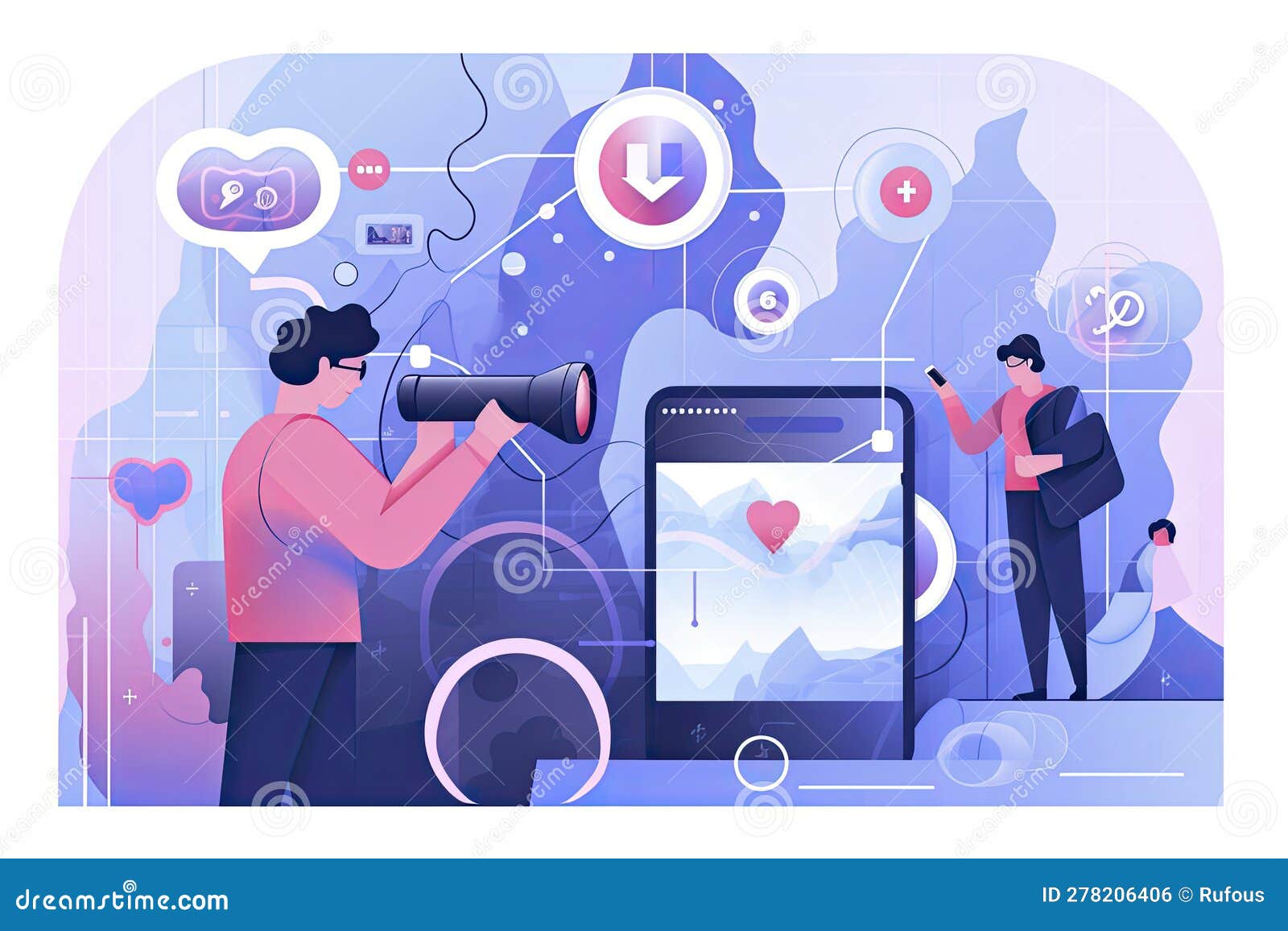 AI in Social Media Abstract Concept Vector Illustration. Social Media ...