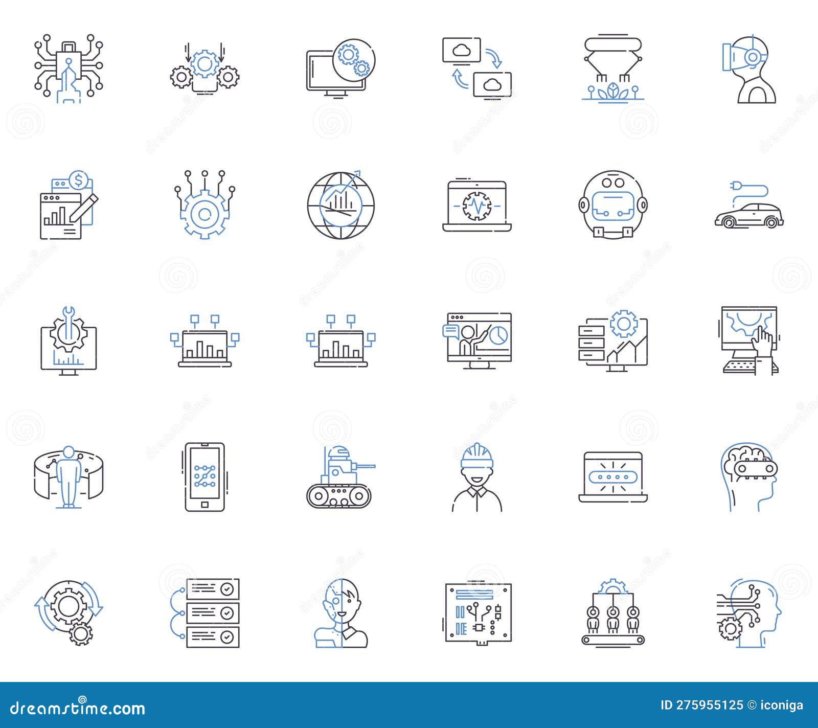 AI Software Line Icons Collection. Intelligent, Innovative, Cognitive ...
