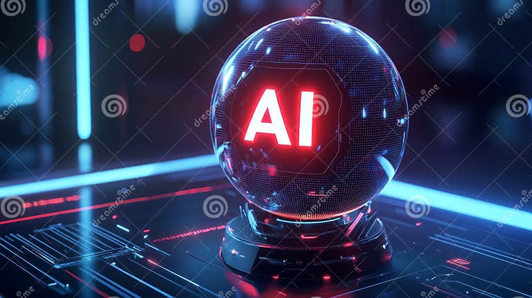 AI Sphere in a Futuristic Setting Symbolizing Technology Innovation Intelligence Progress and ...