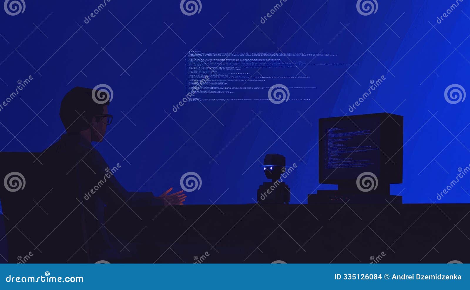 AI Stock Robots Connecting with Humans.chat Bot Software Network.big ...