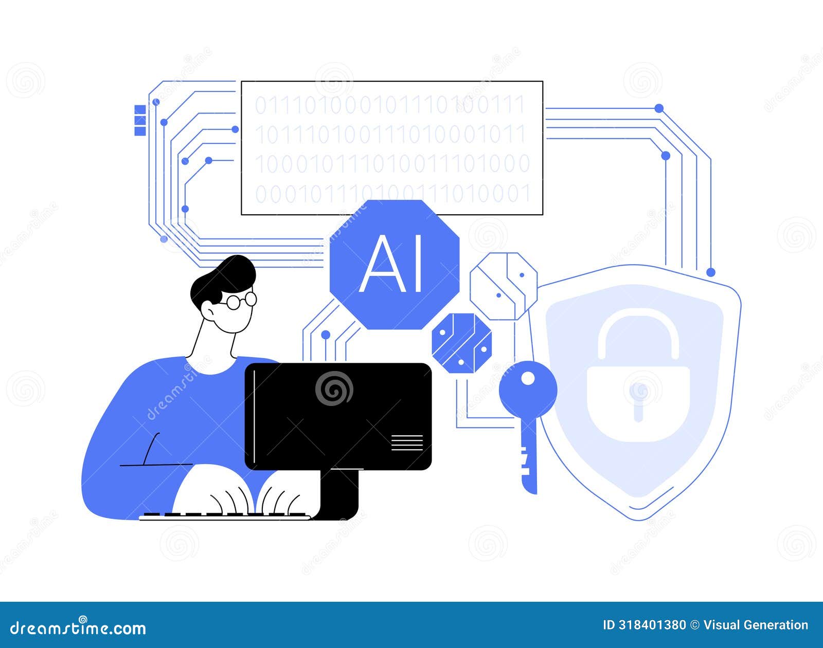 AI-Supported Encryption Abstract Concept Vector Illustration. Stock ...