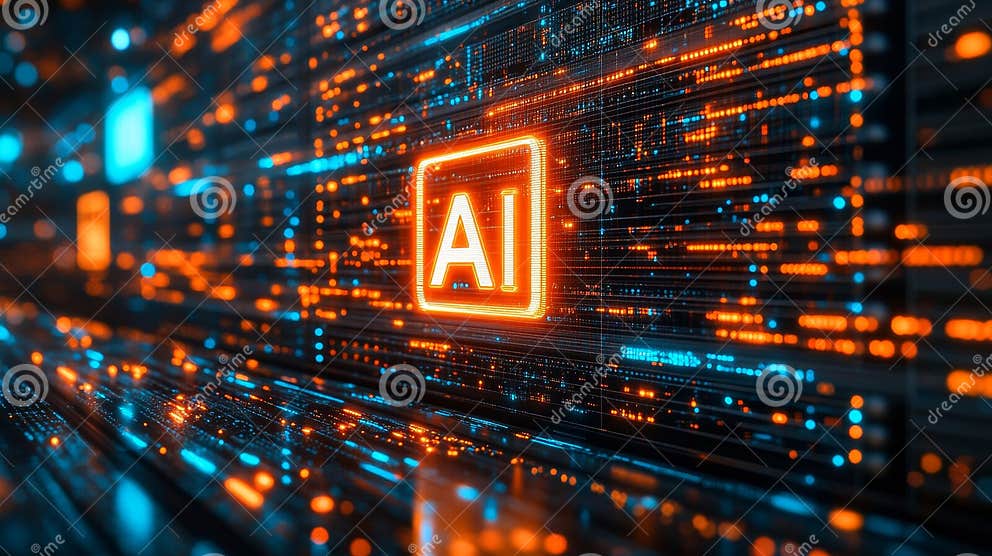 AI Symbol in Glowing Digital Code on Servers, Representing the Future ...