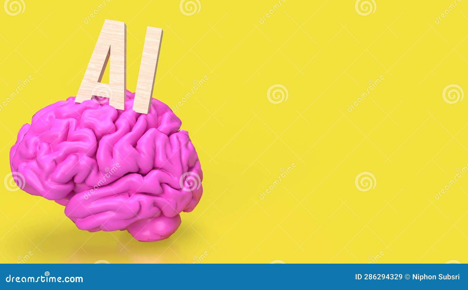 The Brain and AI Text for Technology Concept 3d Rendering Stock ...