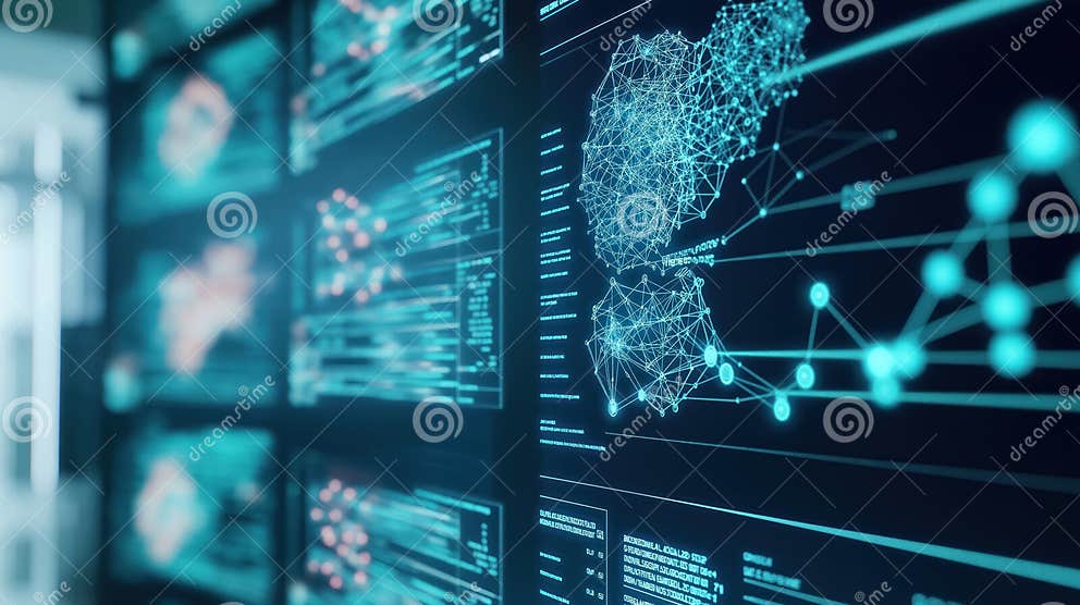 AI Tech Accelerates Drug Development in Lab. Digital Molecule Models ...