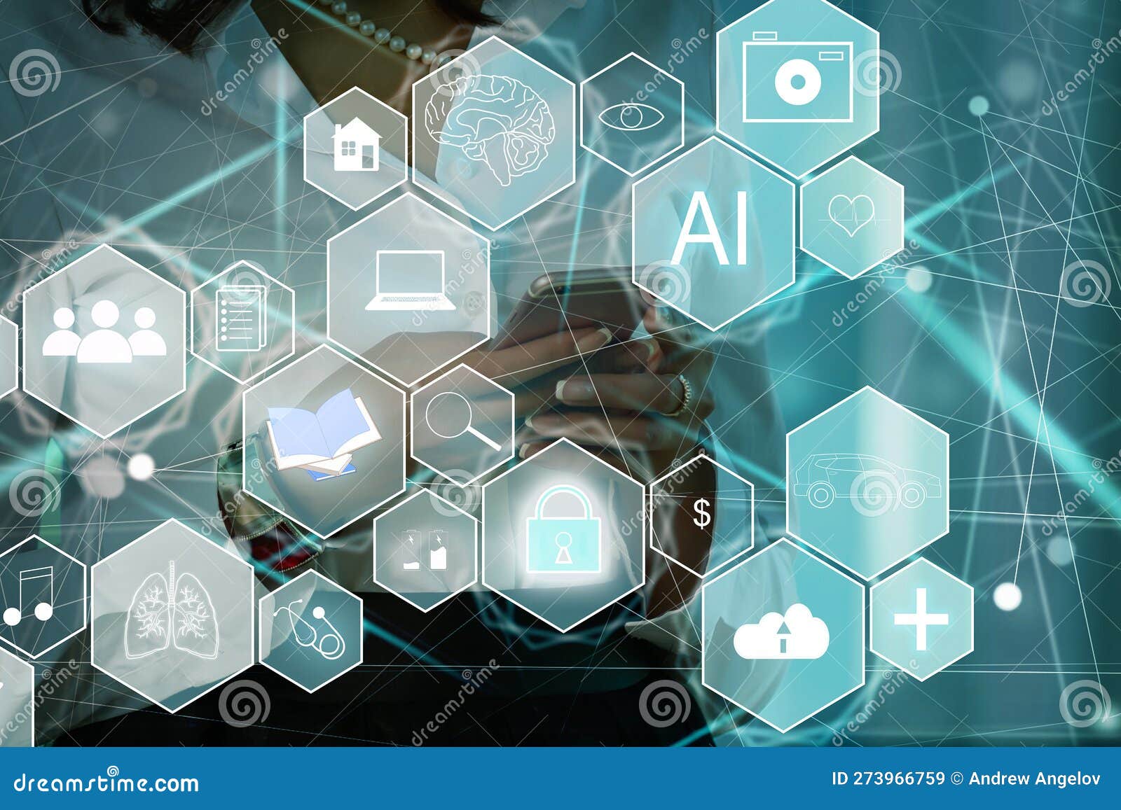 Ai Tech, Businessman Show Virtual Graphic Global Internet Connect ...