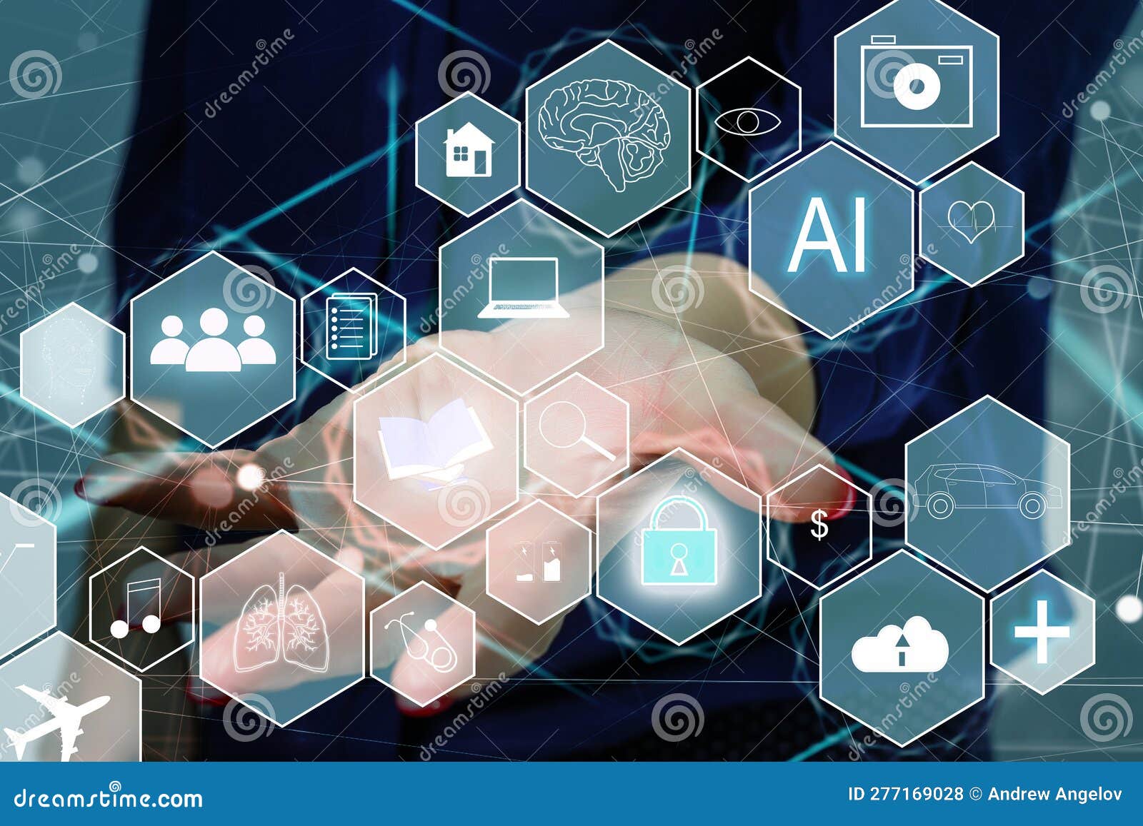 Ai Tech, Businessman Show Virtual Graphic Global Internet Connect ...