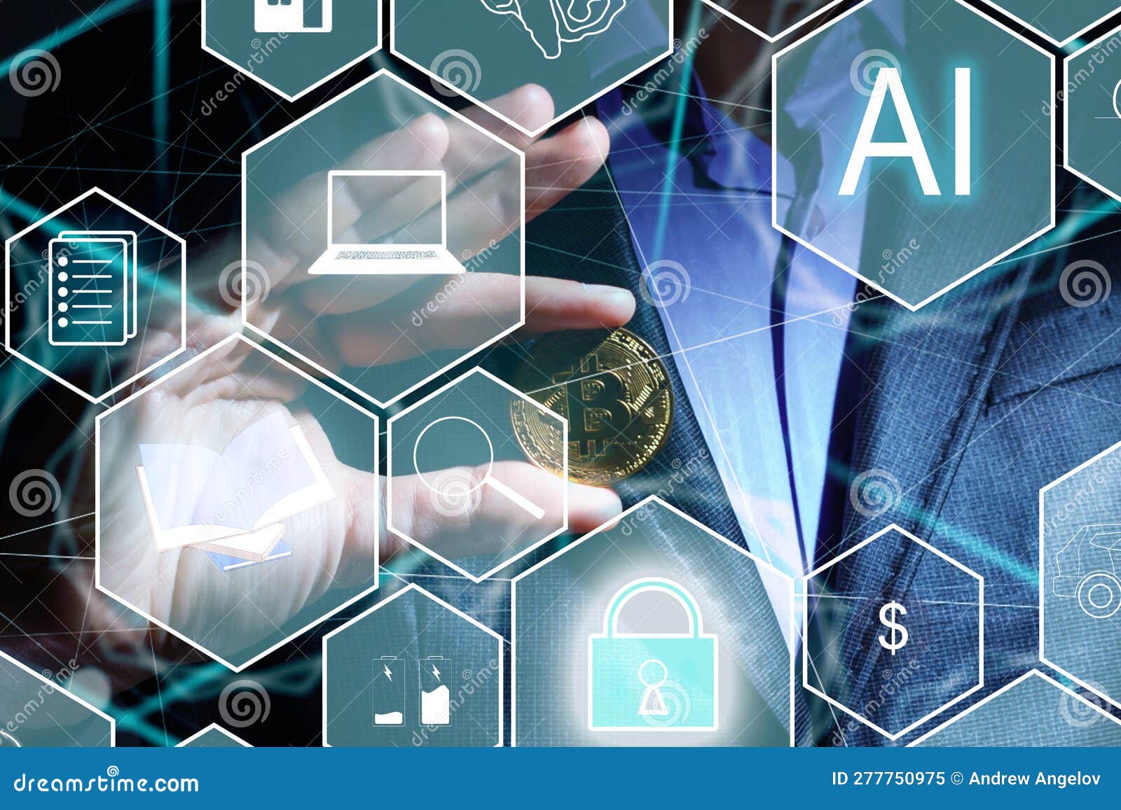 Ai Tech, Businessman Show Virtual Graphic Global Internet Connect ...