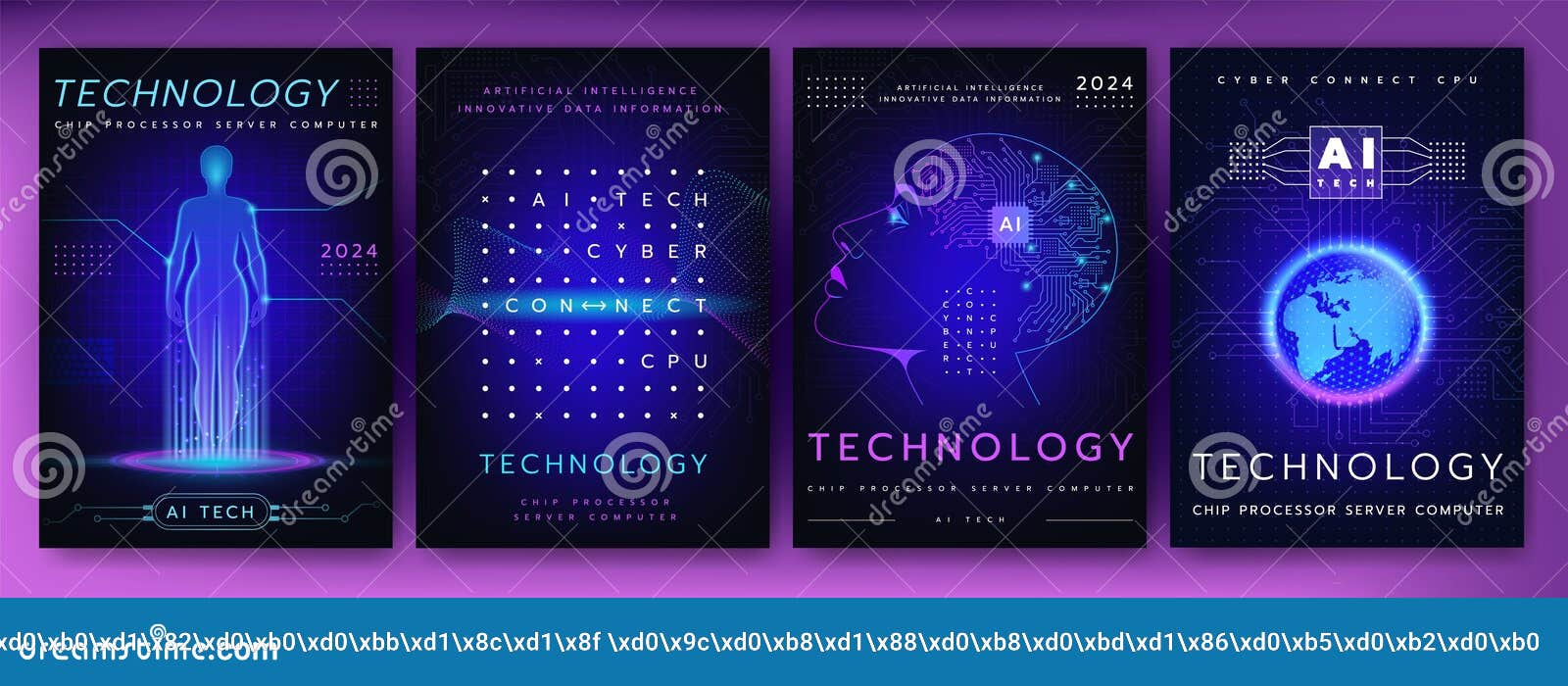 AI Tech Poster. Artificial Intelligence Future Technology. Digital Data ...