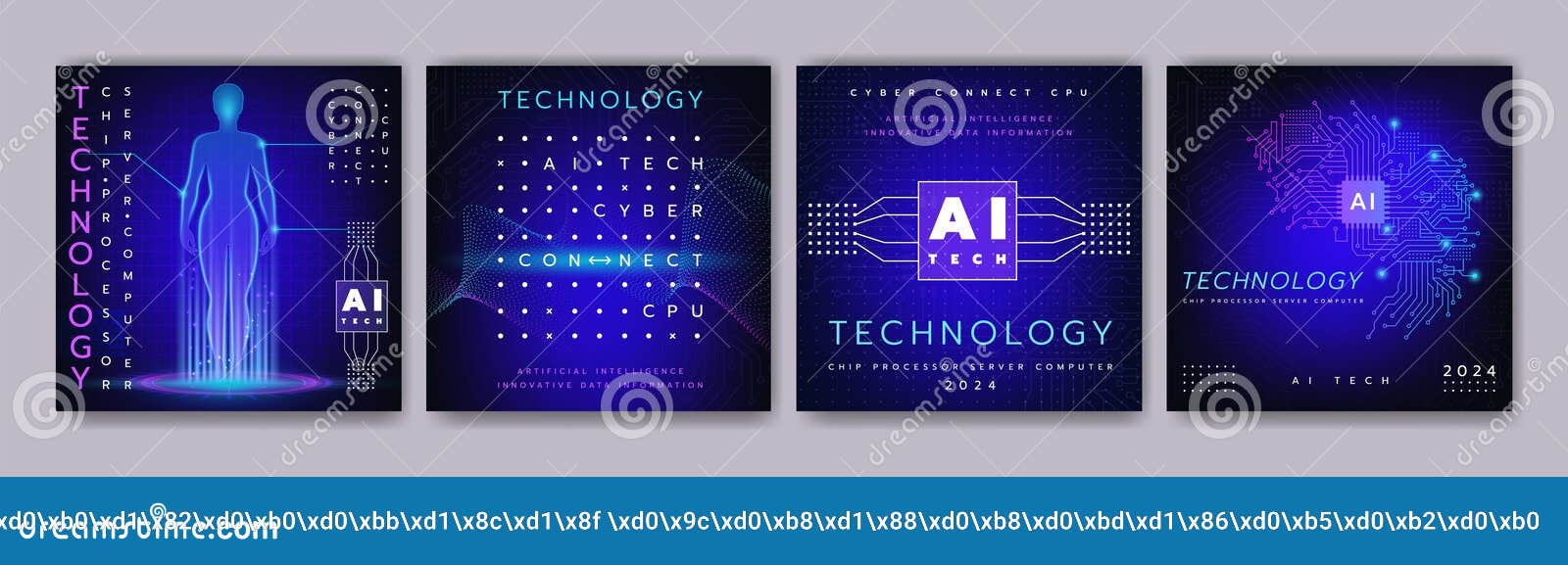 AI Tech Poster. Artificial Intelligence Future Technology. Digital Data. Innovate Information ...