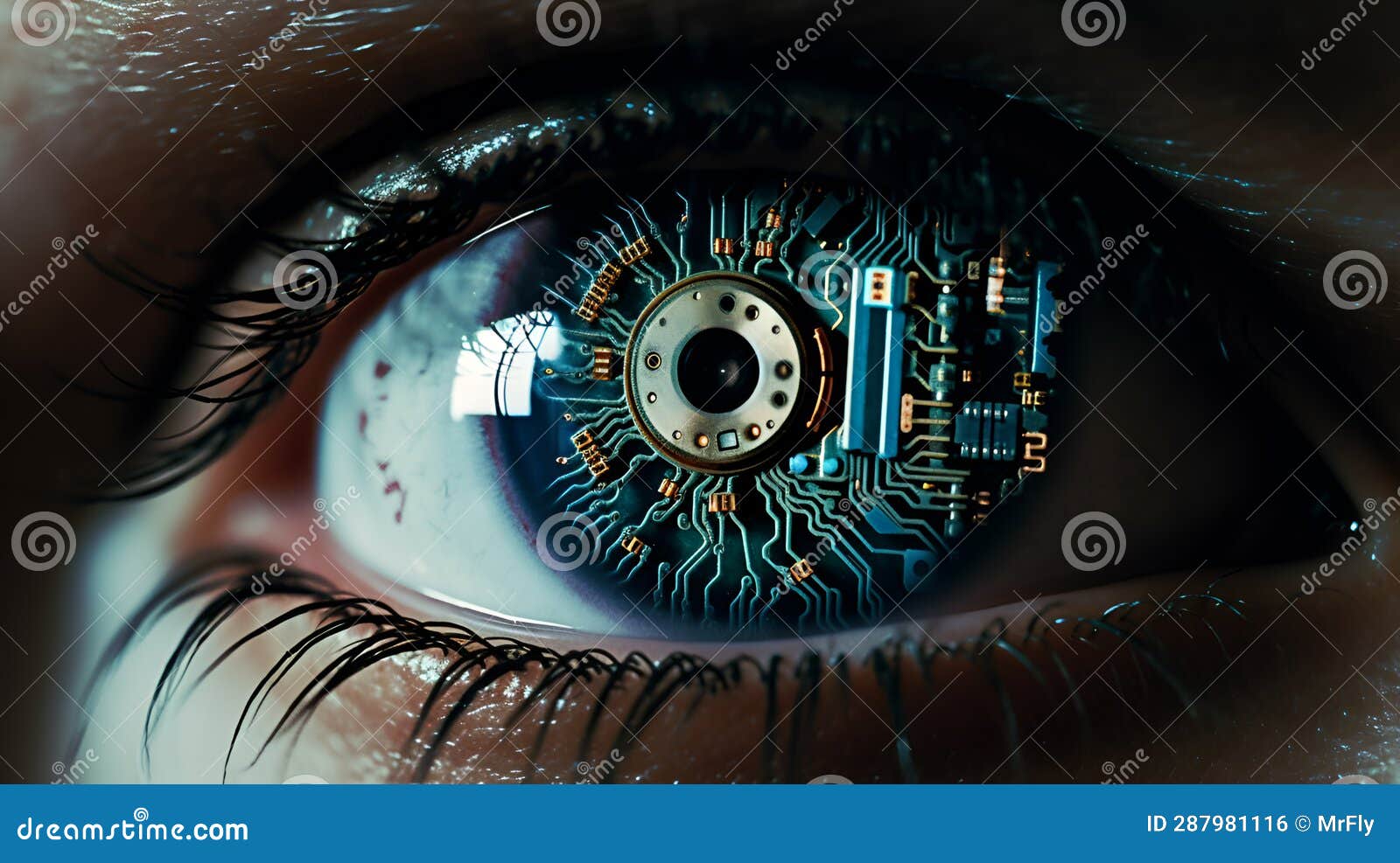 AI Technologies Incorporated in Humans, Bionic Eye Stock Illustration ...