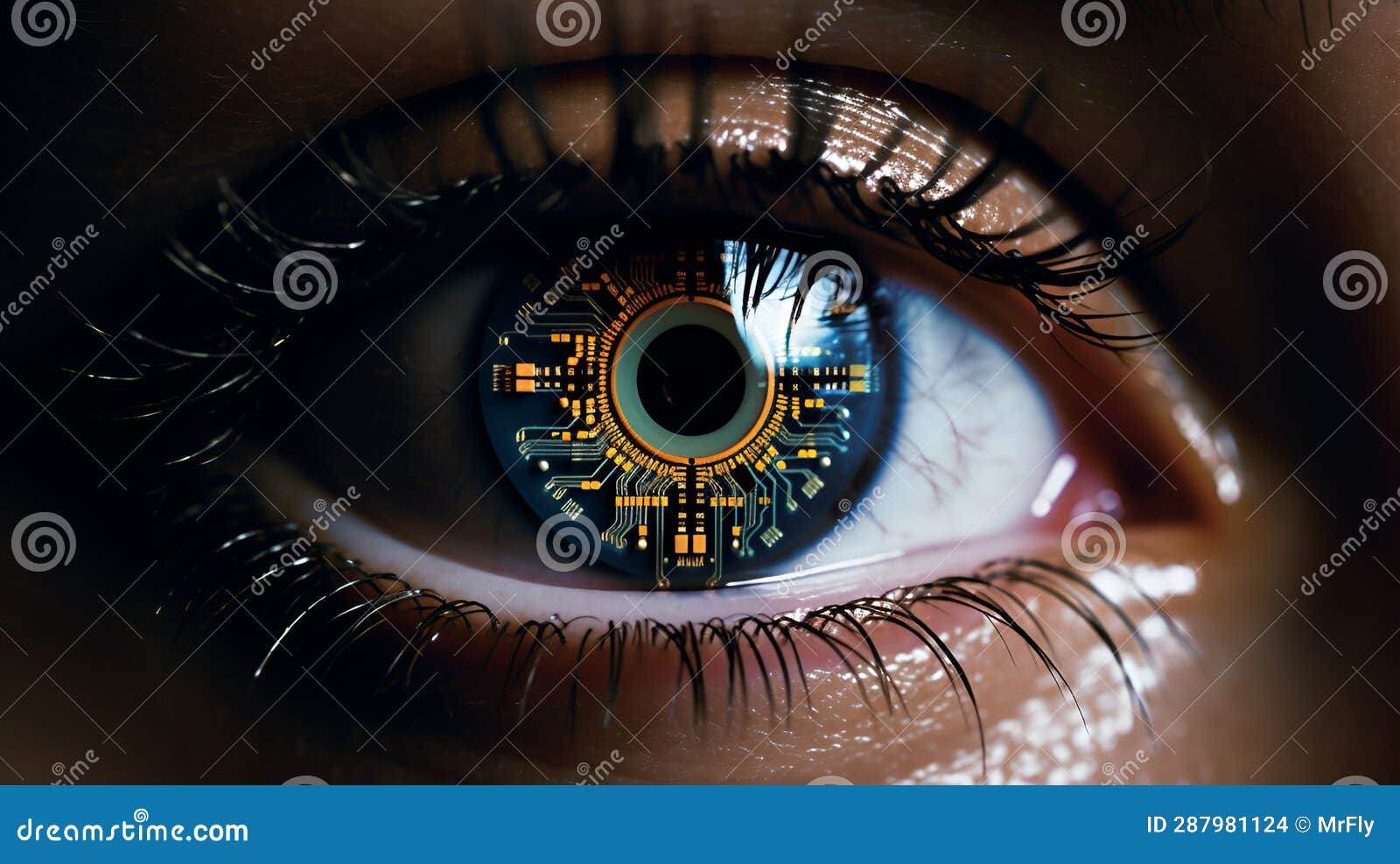 AI Technologies Incorporated in Humans, Bionic Eye Stock Illustration ...