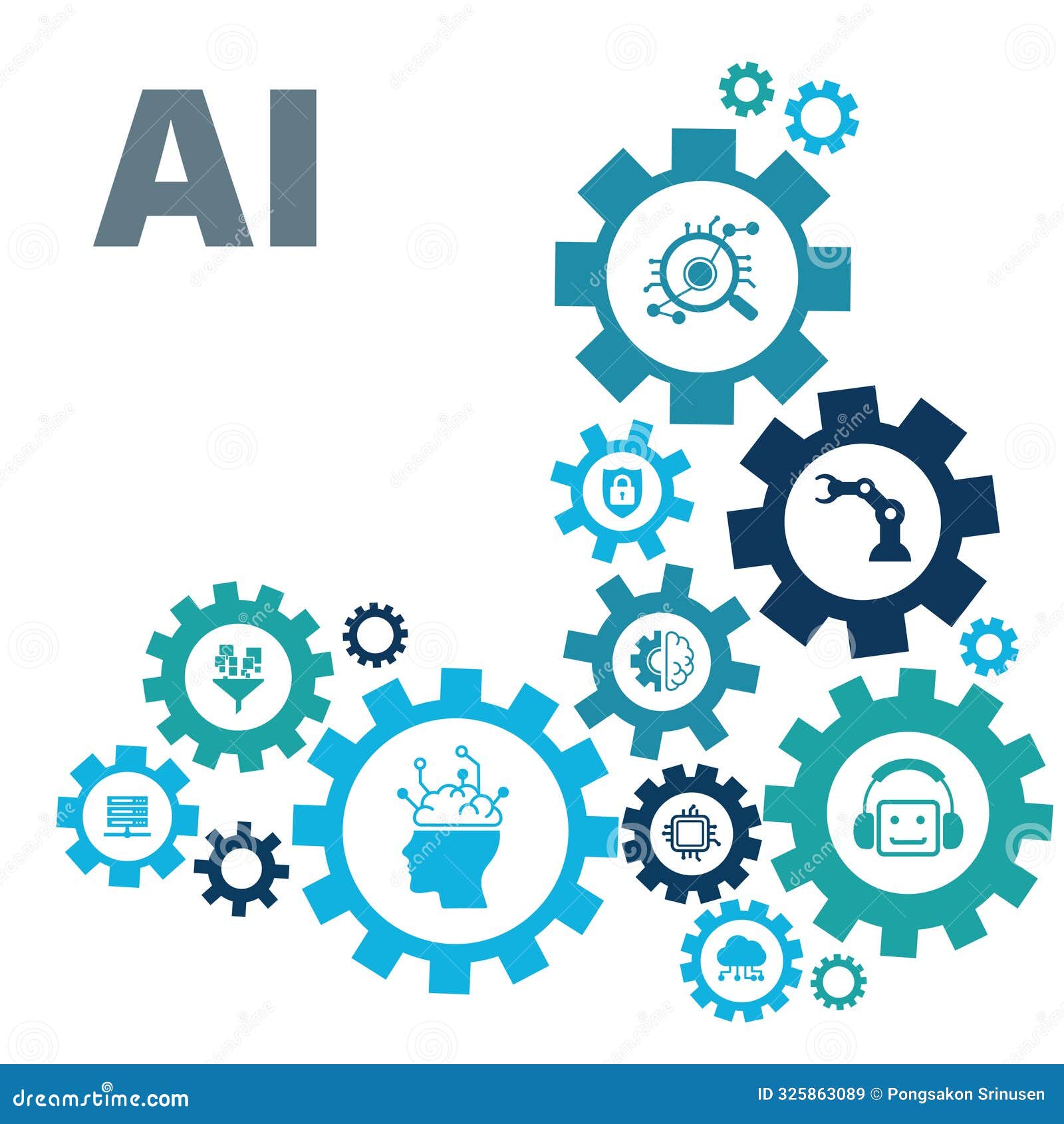 Ai Technology, Artificial Intelligence. Artificial Intelligence Icon Set Stock Vector ...