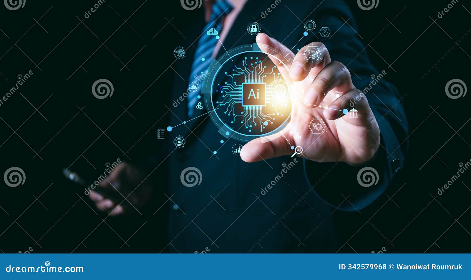 Ai Technology, Artificial Intelligence. Man Using Technology Smart Robot AI, Artificial ...