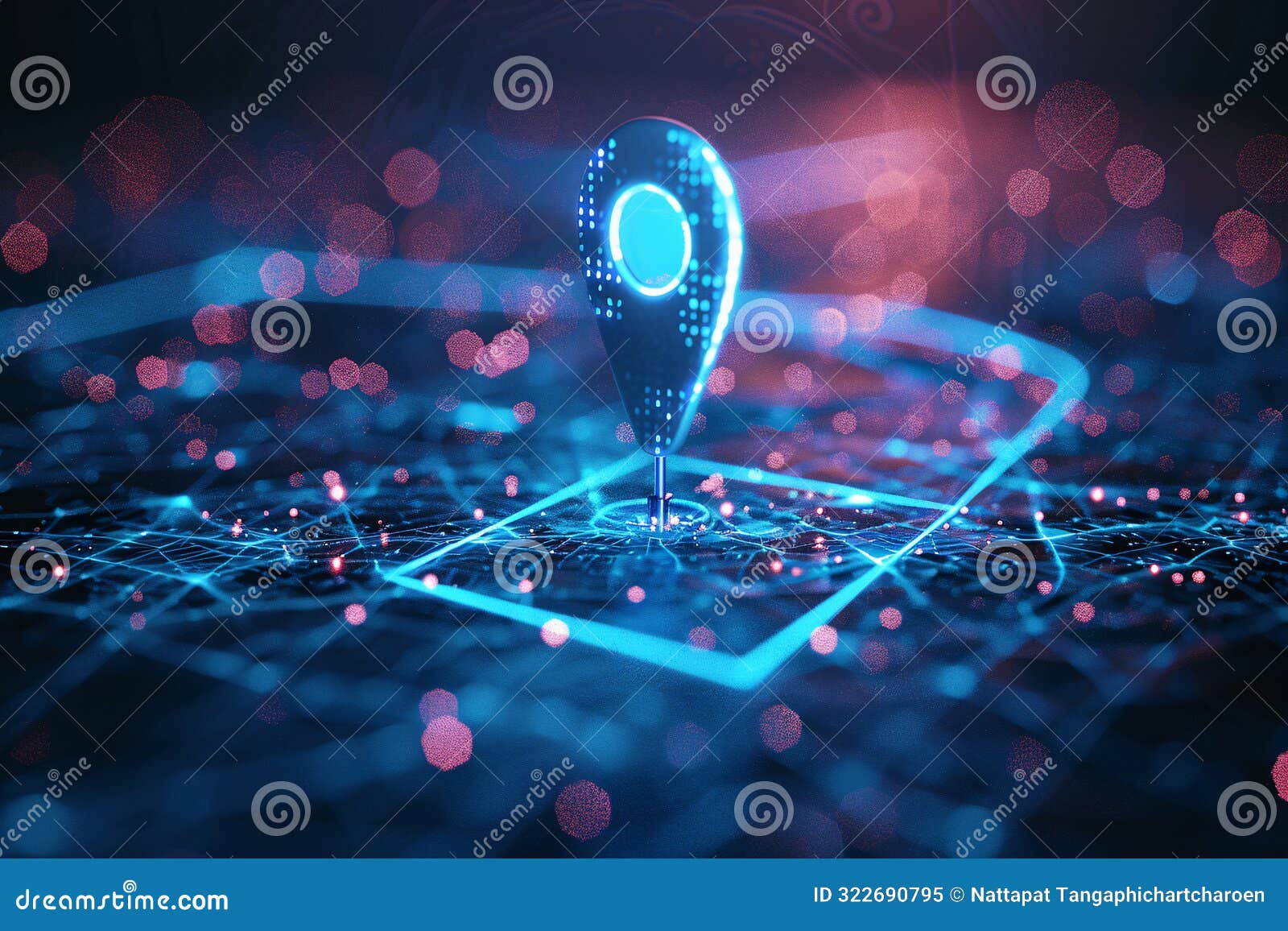 AI Technology Background Featuring a Futuristic Map Pin Location ...