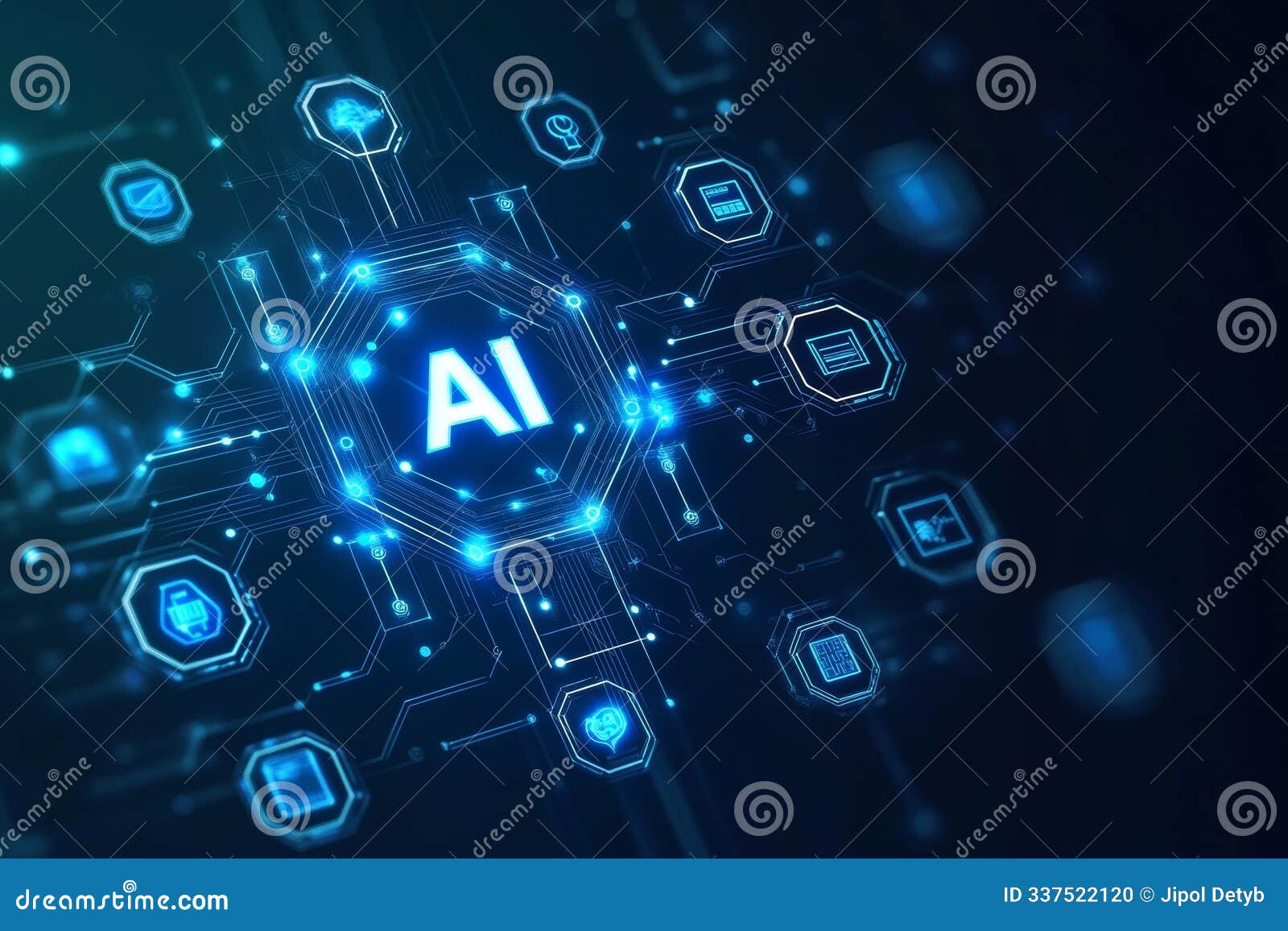 AI Technology Background and Icons of Artificial Intelligence. Stock ...