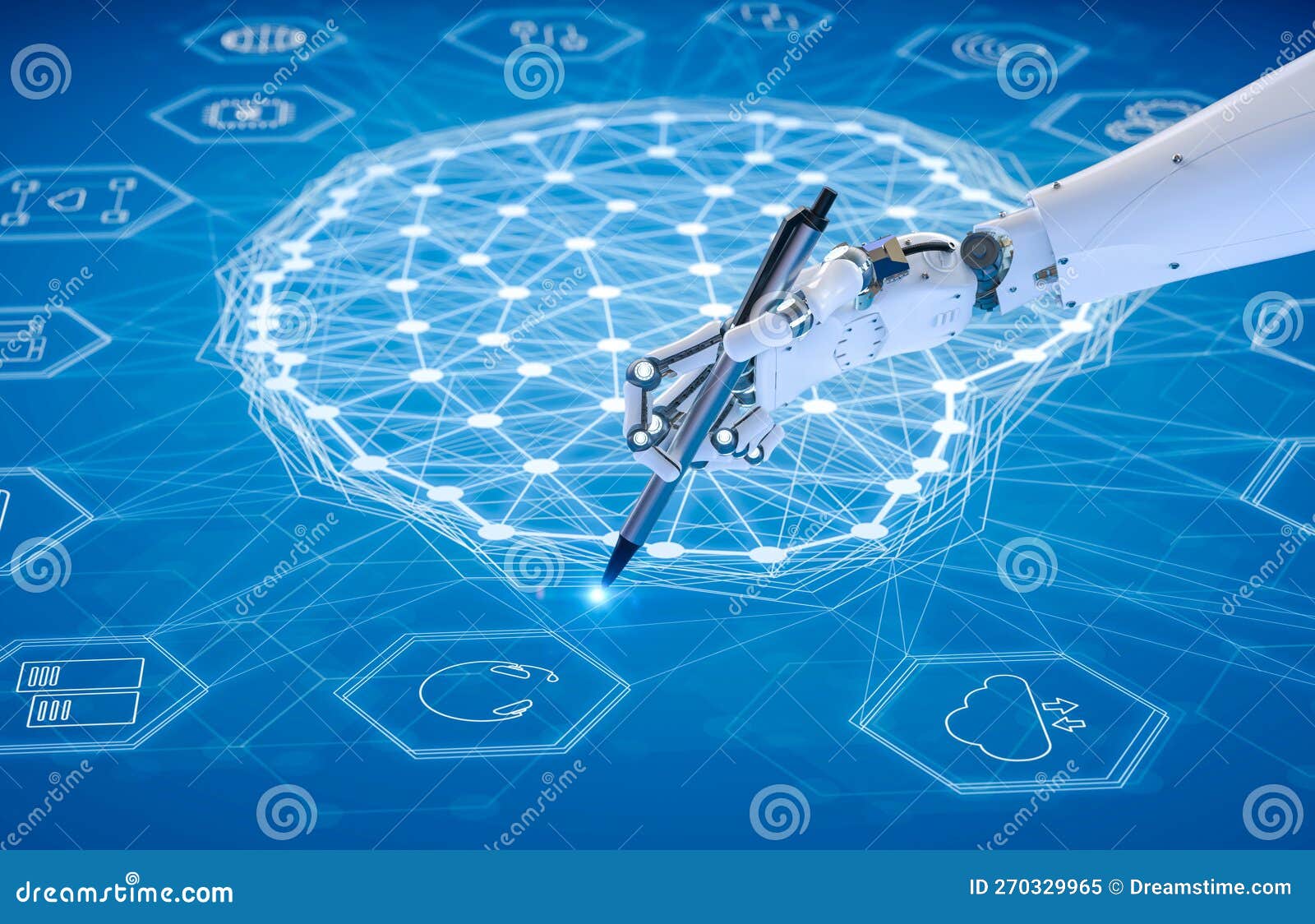 Ai Technology Concept with Robot with Ai Brain Stock Illustration ...