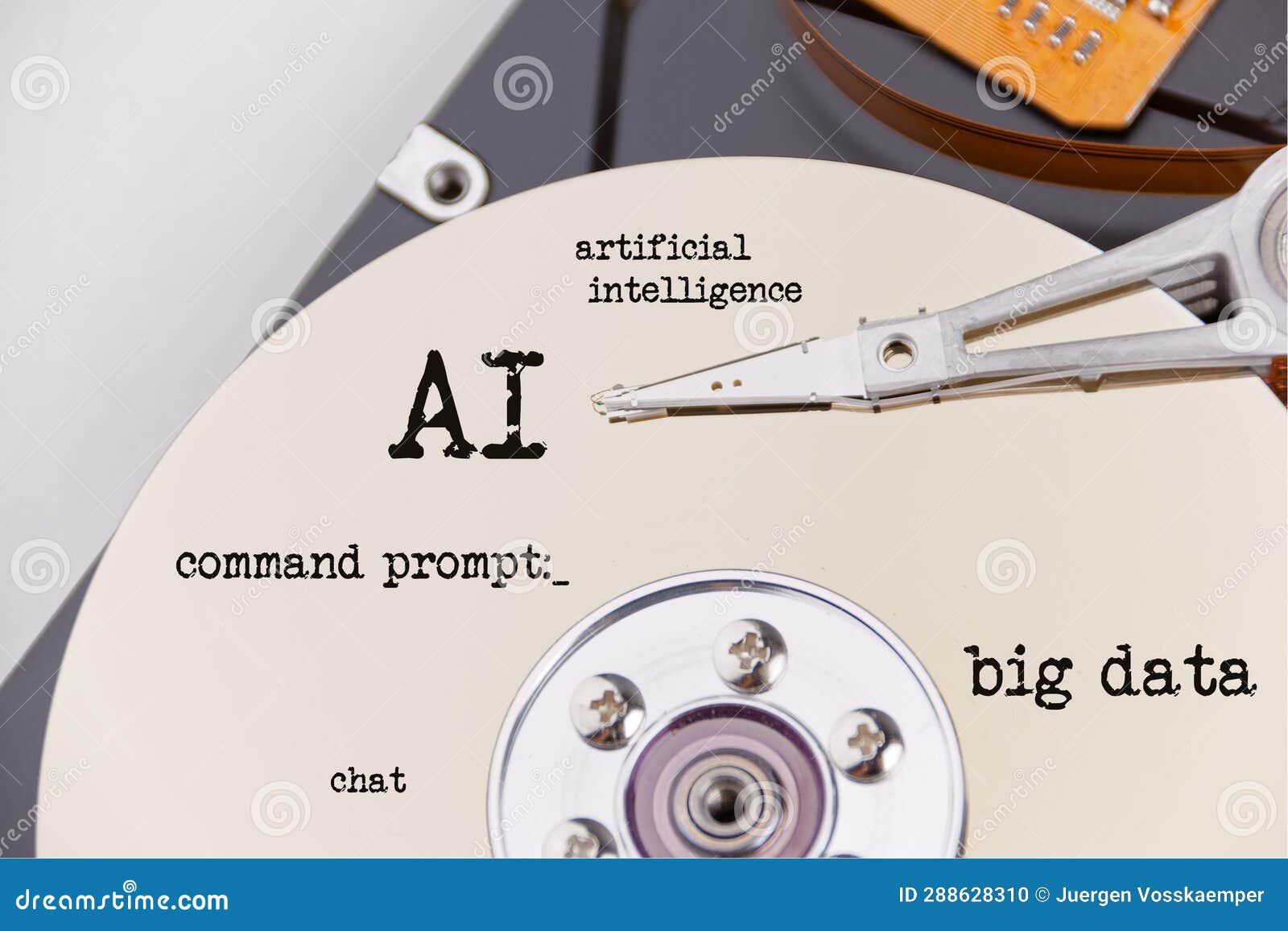AI Technology Demonstrated with Hard Drive for Data, Command Prompt ...