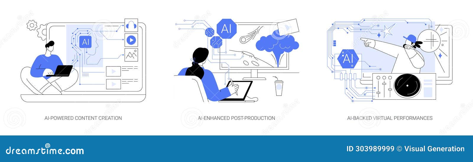 AI Technology in Entertainment Abstract Concept Vector Illustrations ...