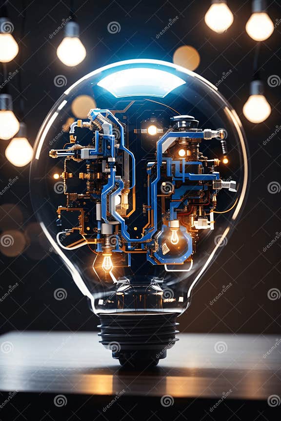 Illuminating Progress: AI Technology in a Lightbulb. AI Generated Stock ...