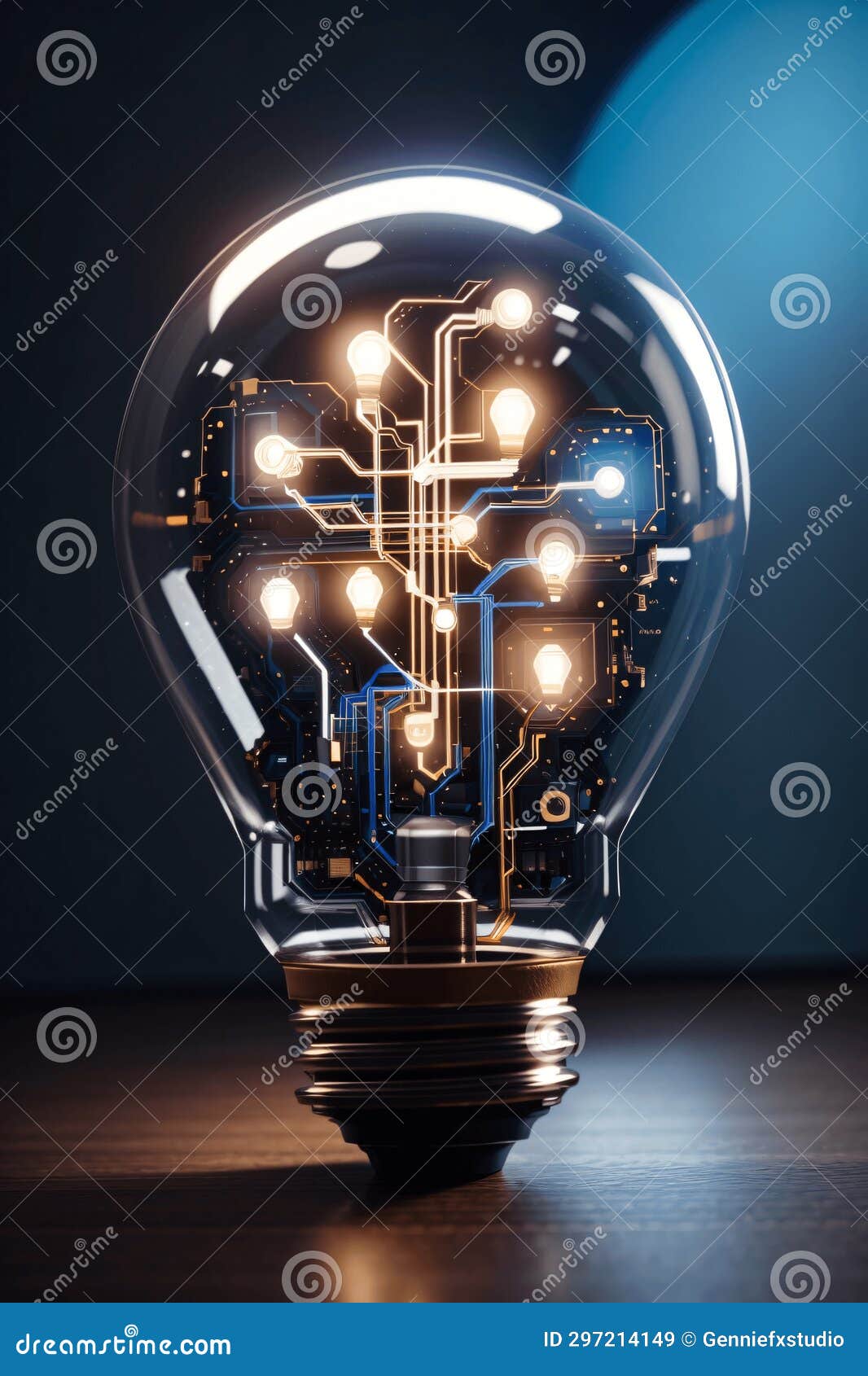 Illuminating Progress: AI Technology in a Lightbulb. AI Generated Stock ...