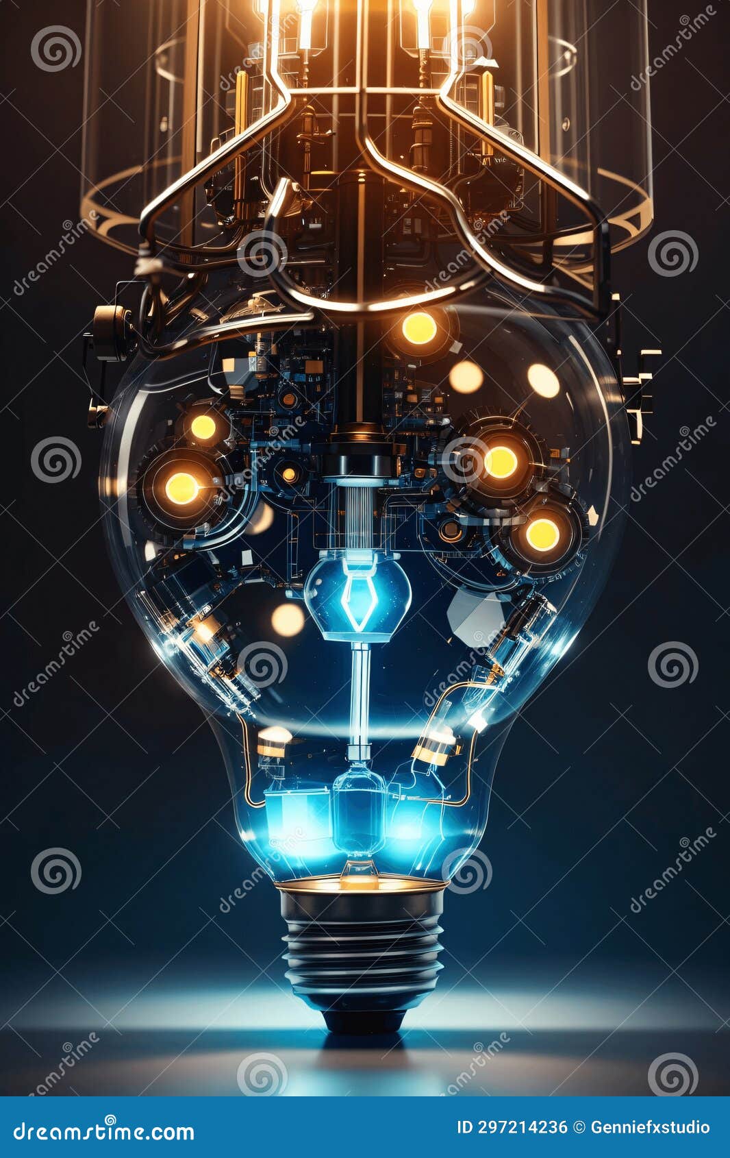 Illuminating Progress: AI Technology in a Lightbulb. AI Generated Stock ...