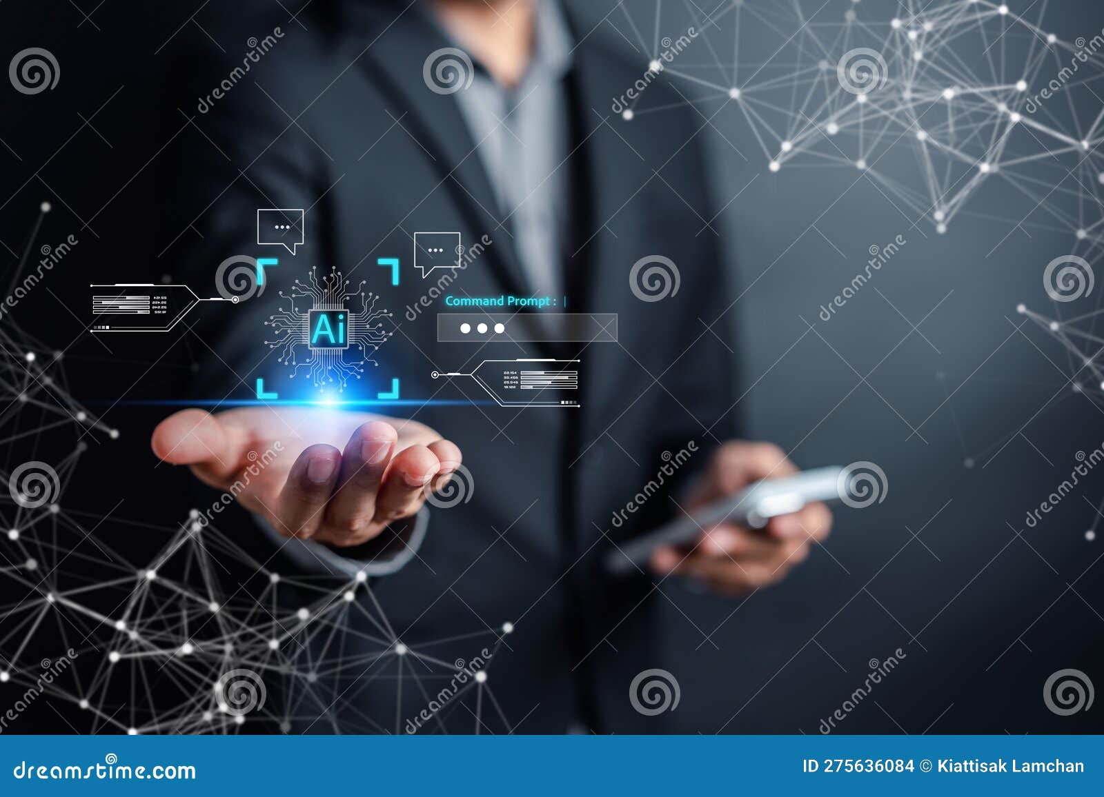 Ai Technology System. Businessman Using Chat Bot Intelligence Ai. Chat ...