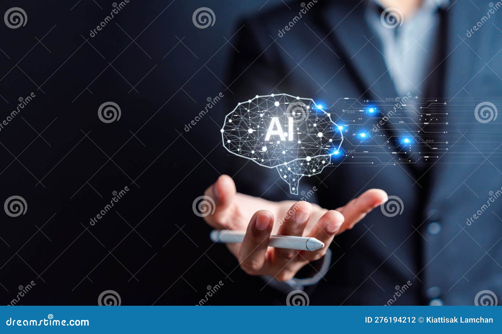 Ai Technology System. Businessman Using Chat Bot Intelligence Ai Stock ...