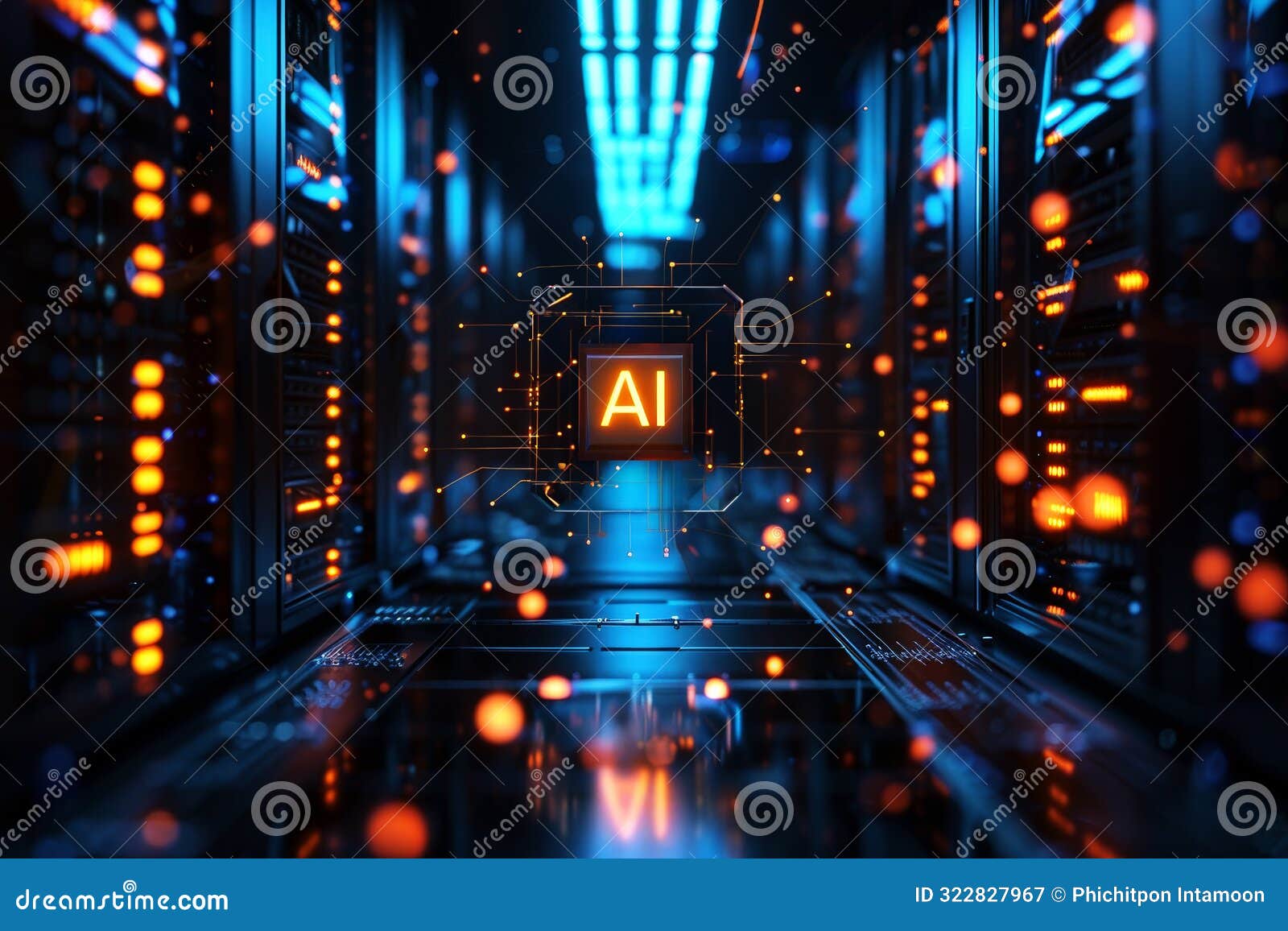 AI Text with Connections and Wires Around for Technology Concept ...