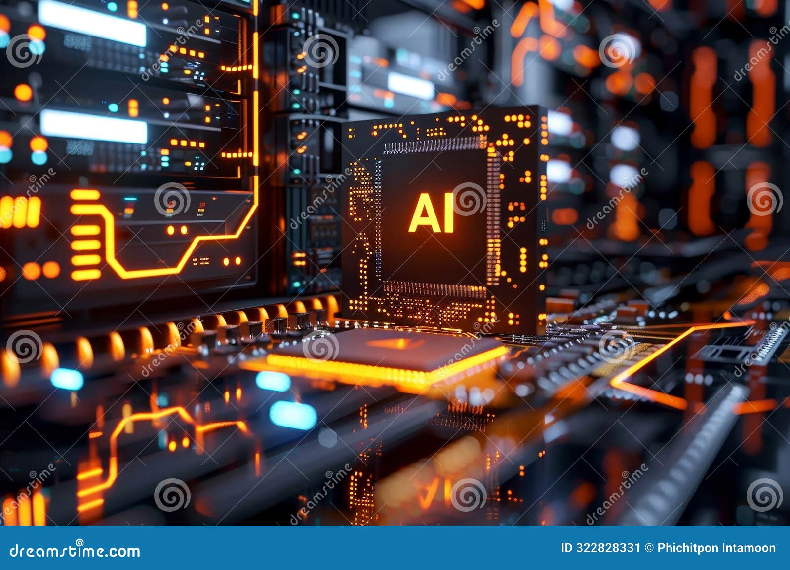 AI Text with Connections and Wires Around for Technology Concept ...