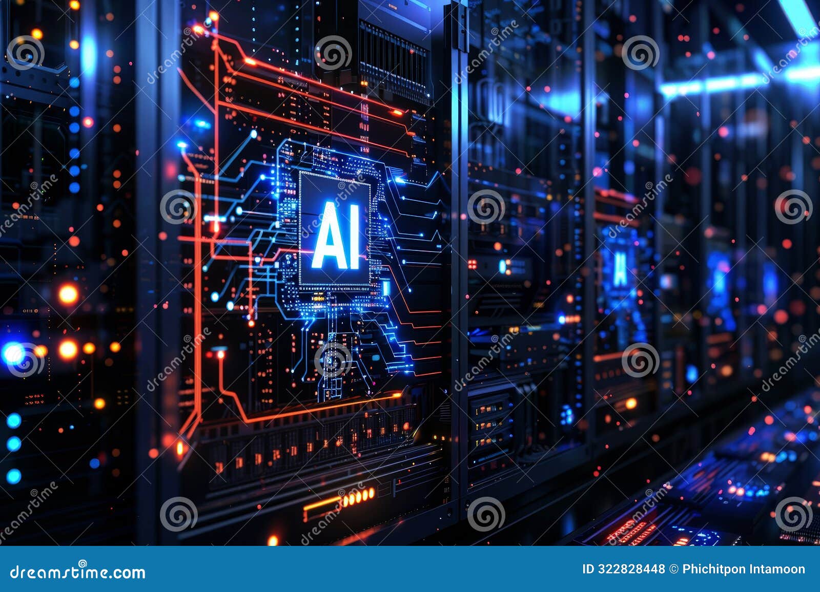 AI Text with Connections and Wires Around for Technology Concept ...