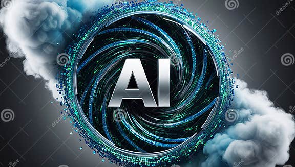 AI Text Surrounded by Data Streams, Symbolizing Big Data Processing ...